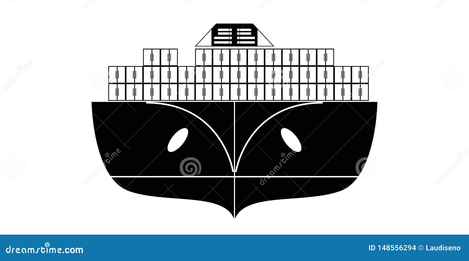 Isolated Front View of a Cargo Ship Icon Stock Vector - Illustration of ...