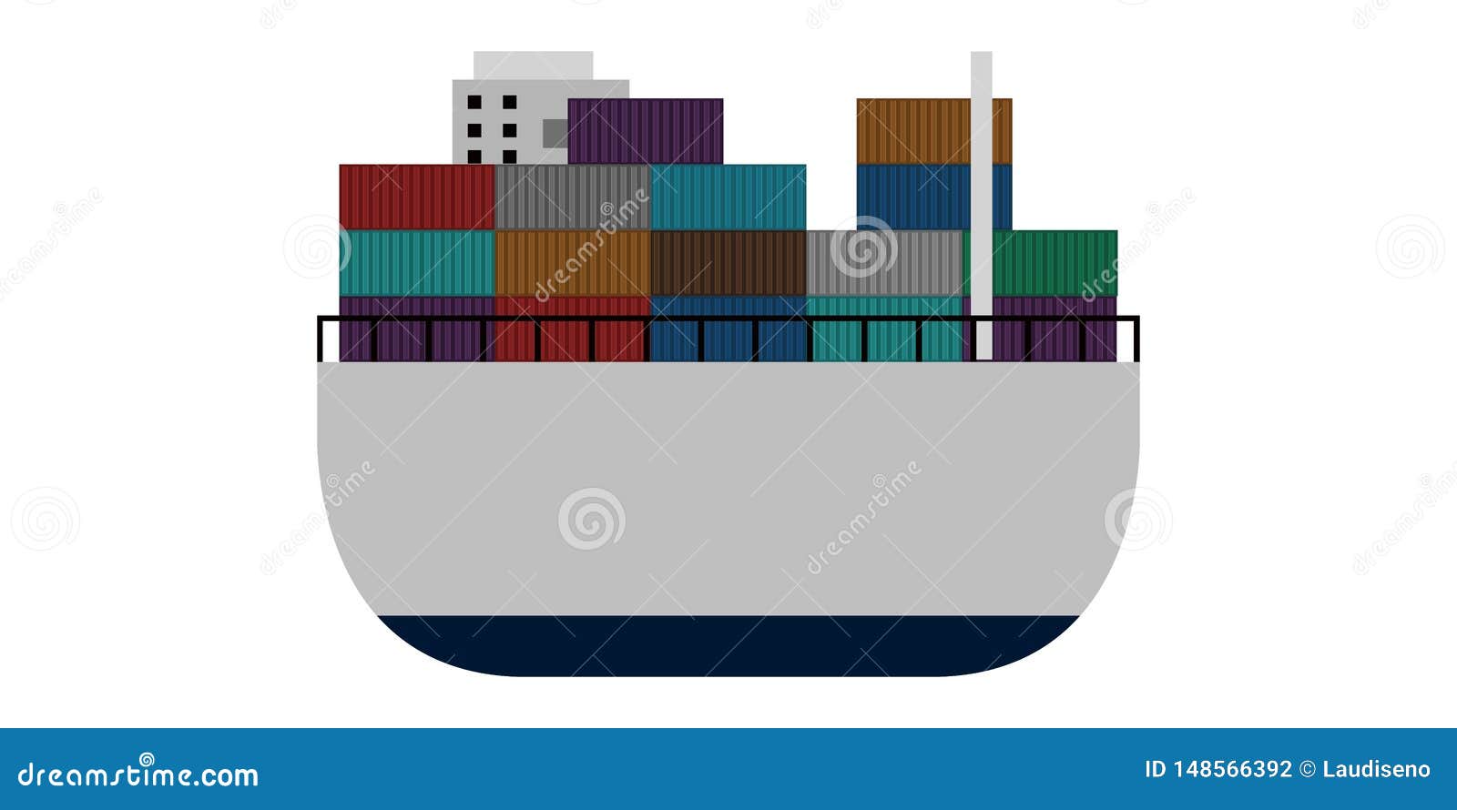 Isolated Front View of a Cargo Ship Stock Vector - Illustration of ...