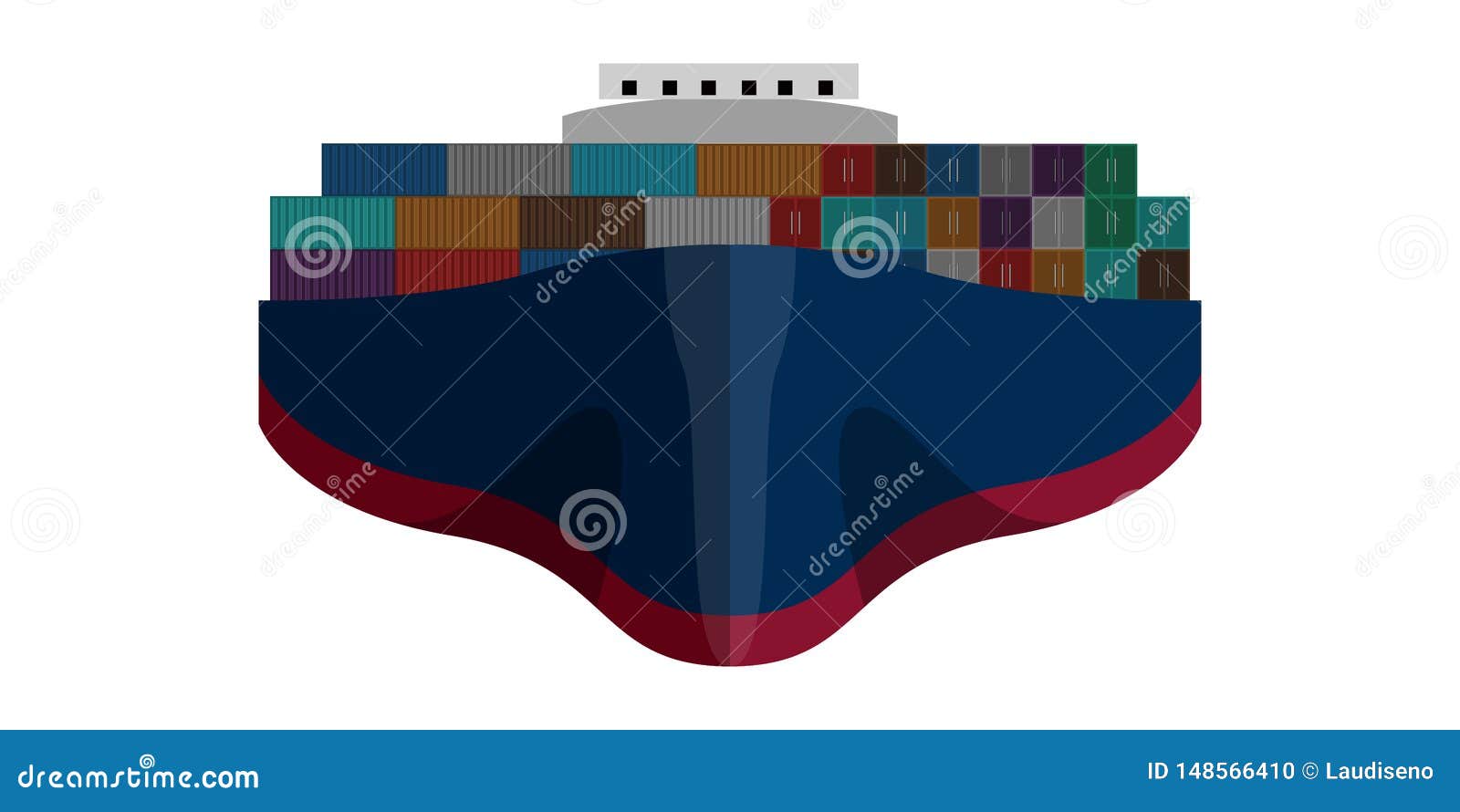 Isolated Front View of a Cargo Ship Stock Vector - Illustration of ...