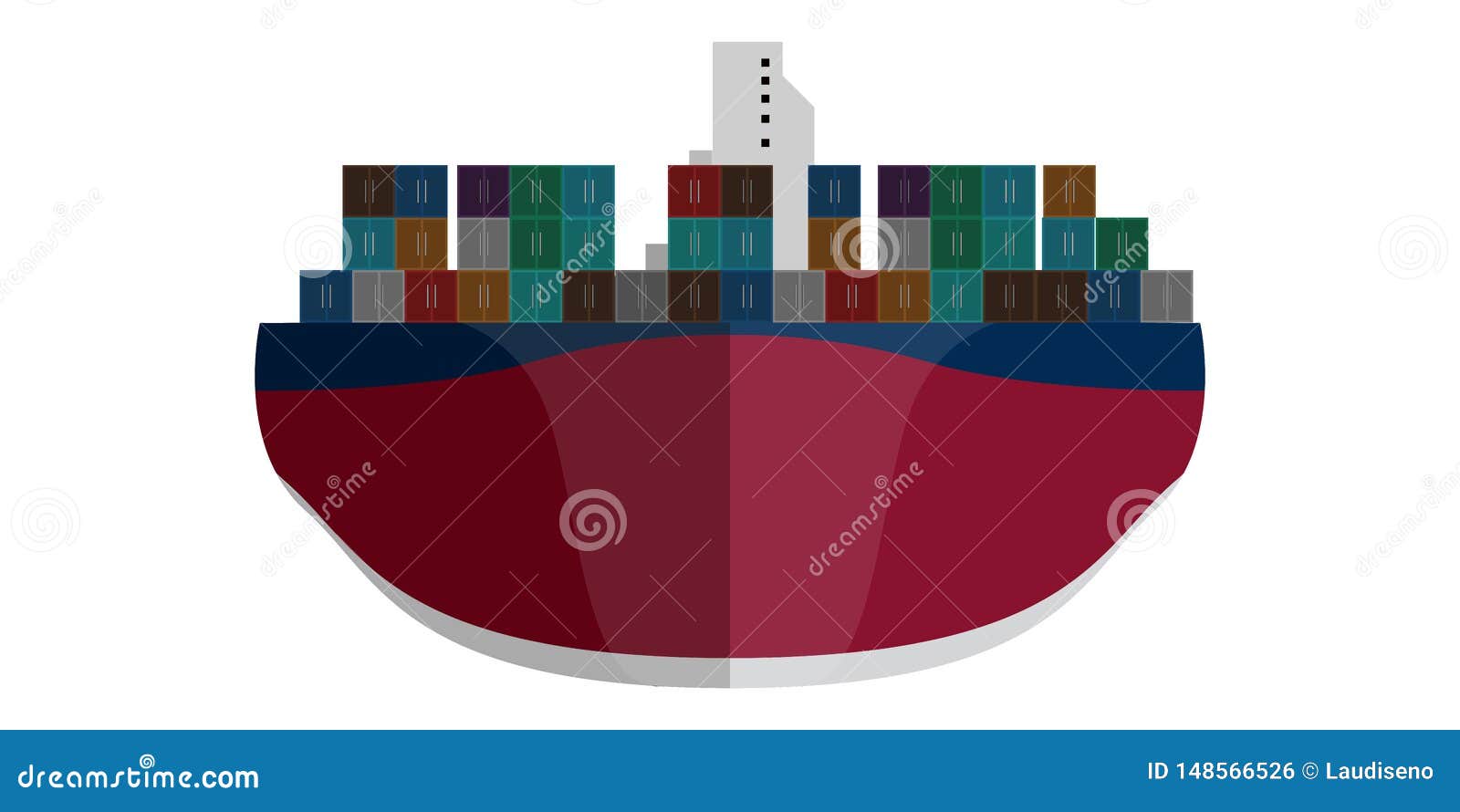 Isolated Front View of a Cargo Ship Stock Vector - Illustration of ...