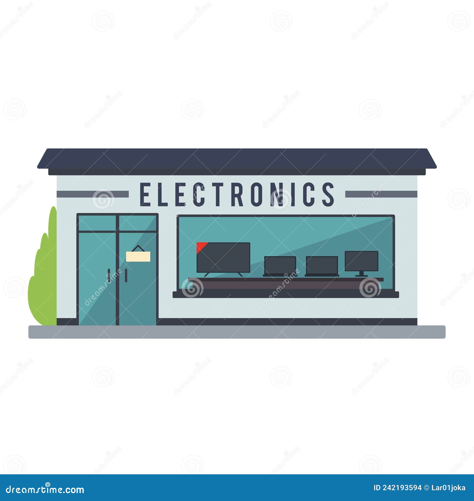 Isolated Front View Electronic Shop Building Vector Stock Vector ...