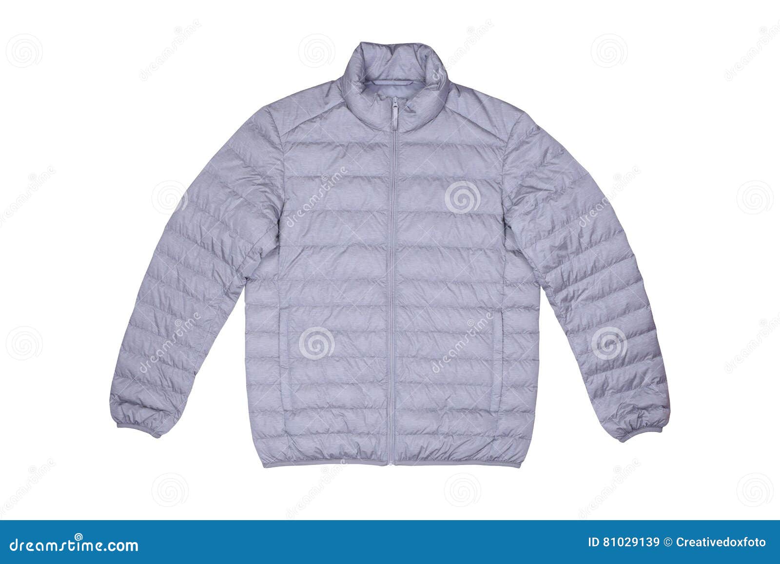 Isolated Front View Gray Down Jacket on Wooden Background Stock Image ...