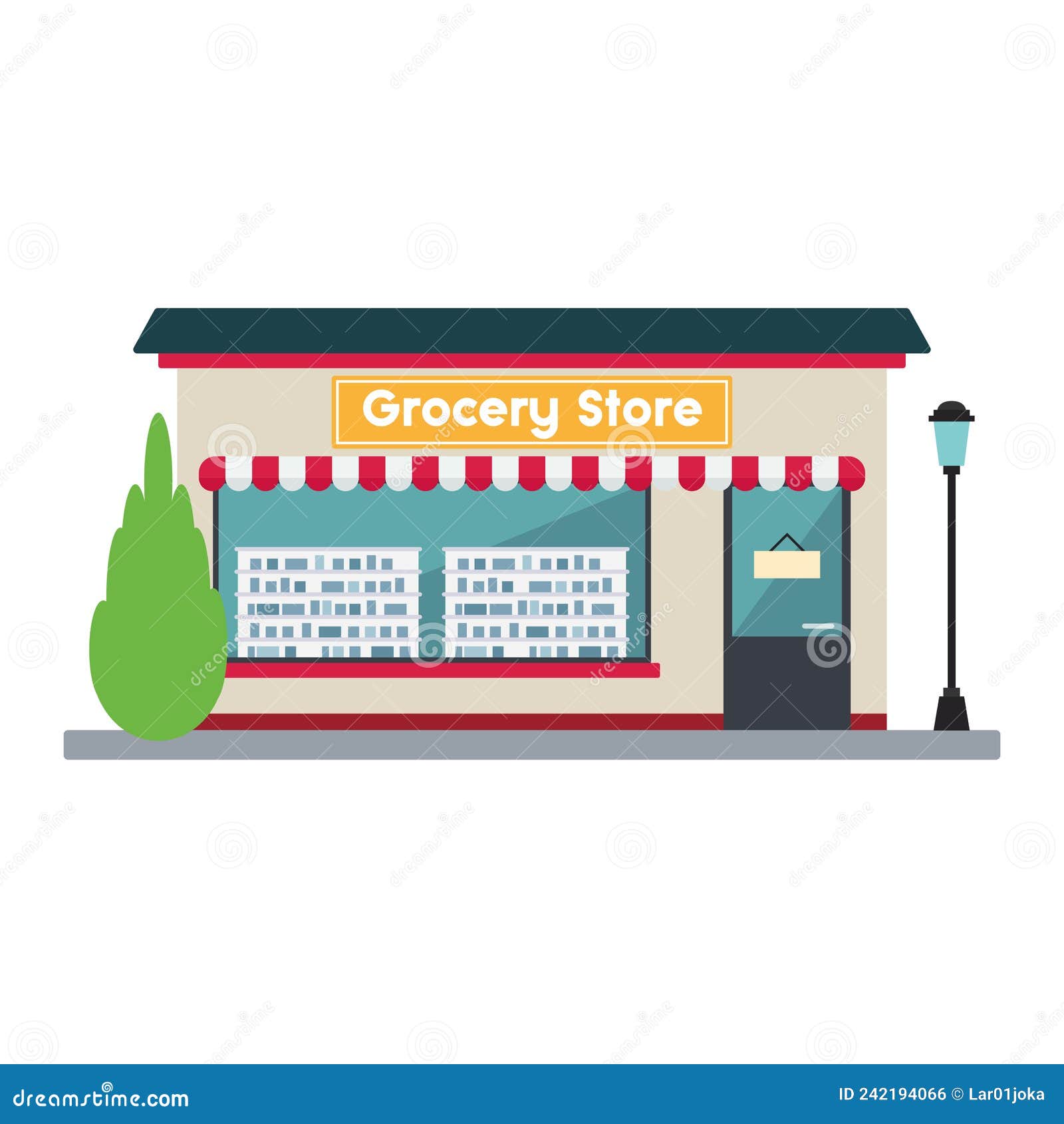 Isolated Front View Grocery Store Building Vector Stock Vector ...