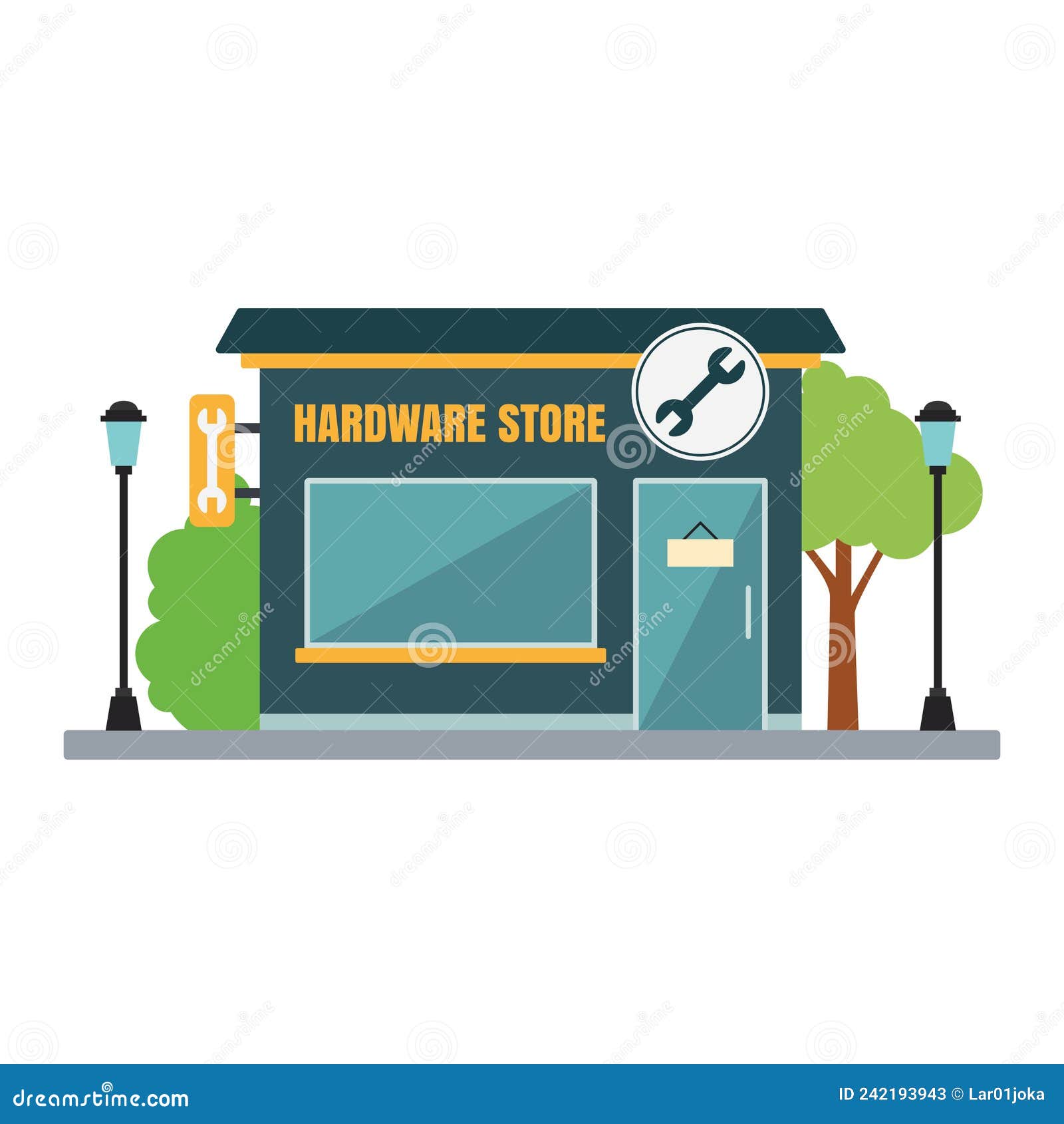 Isolated Front View Hardware Store Building Vector Stock Vector ...
