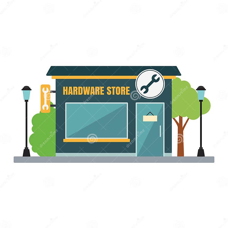 Isolated Front View Hardware Store Building Vector Stock Vector ...