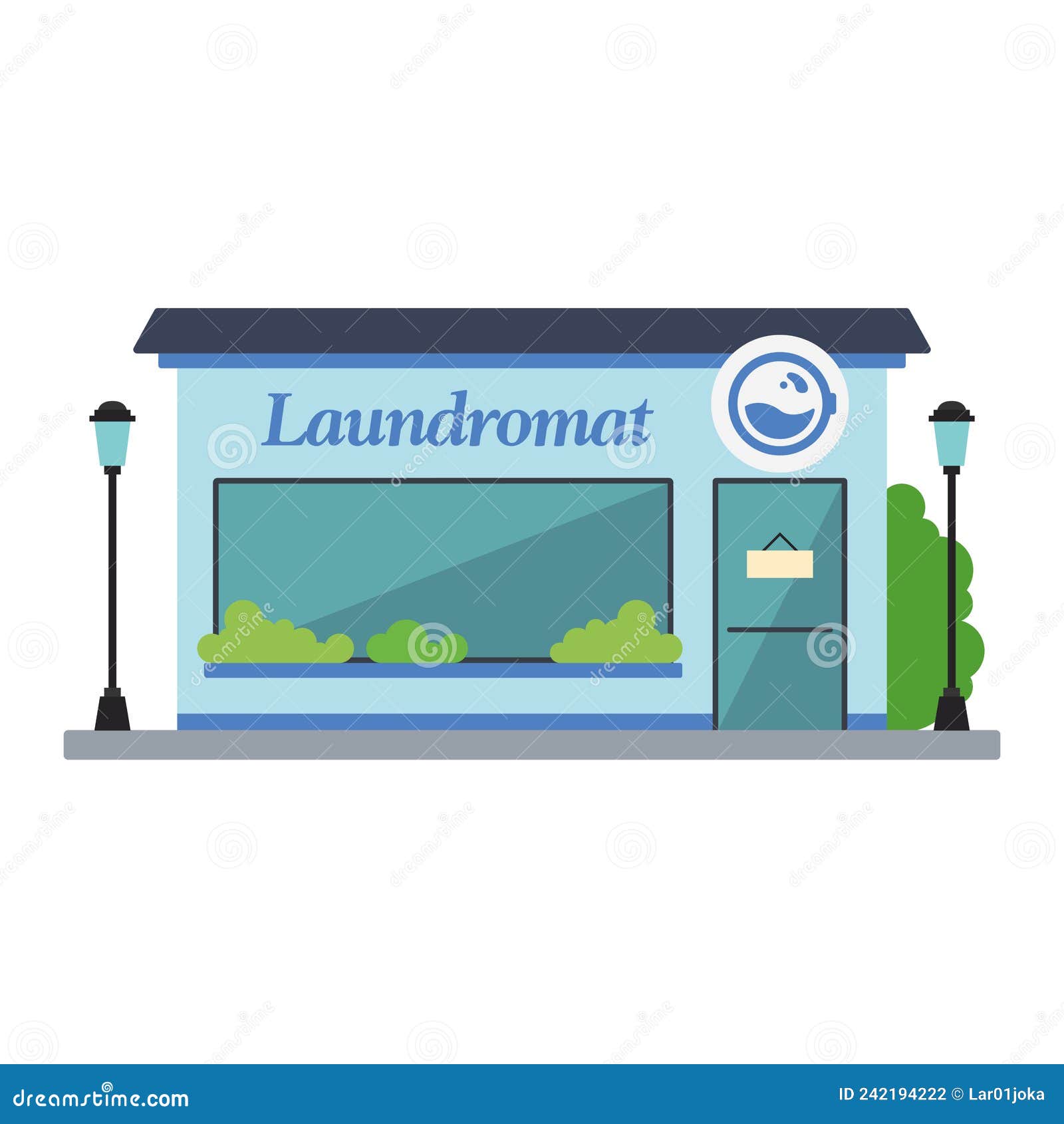 Isolated Front View Laundromat Building Vector Stock Vector ...