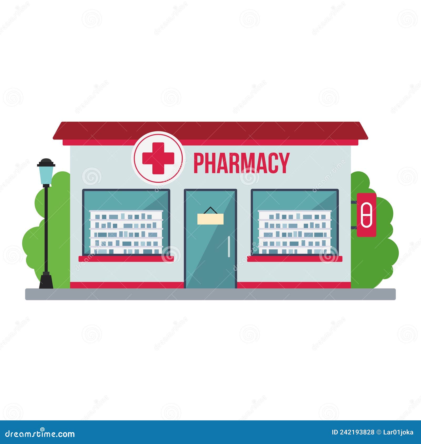 Isolated Front View Pharmacy Building Vector Stock Vector ...