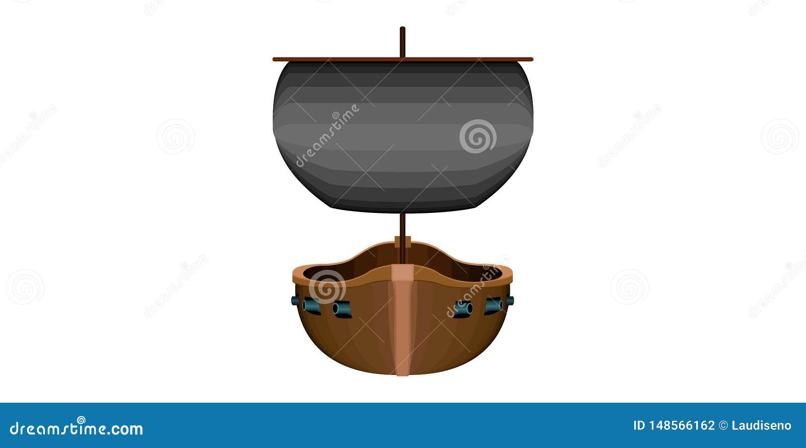 Isolated Front View of a Pirate Ship Stock Vector - Illustration of ...