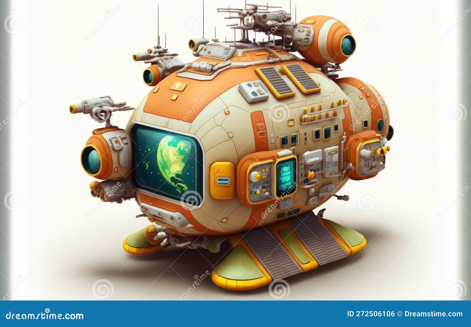 Isolated Future Space Station on White Background Stock Illustration ...