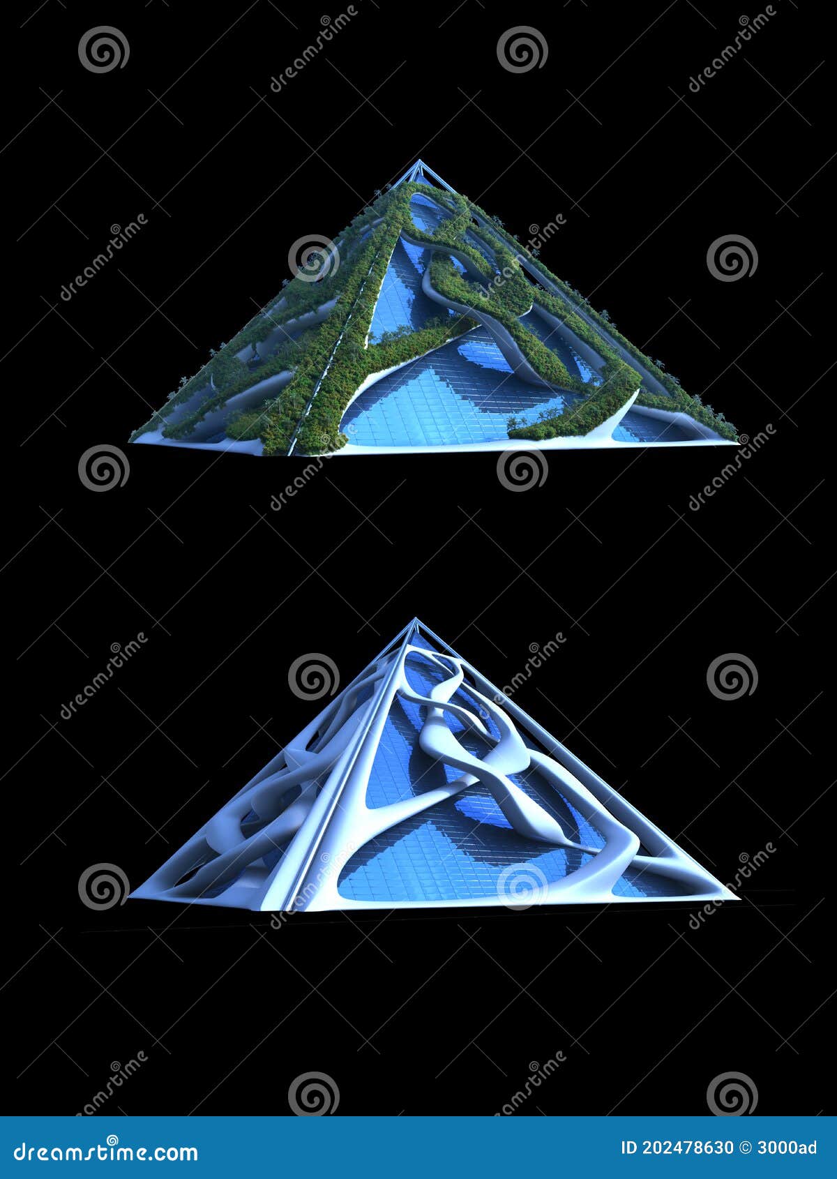 Isolated Futuristic Architectural Structures Royalty-Free Cartoon ...