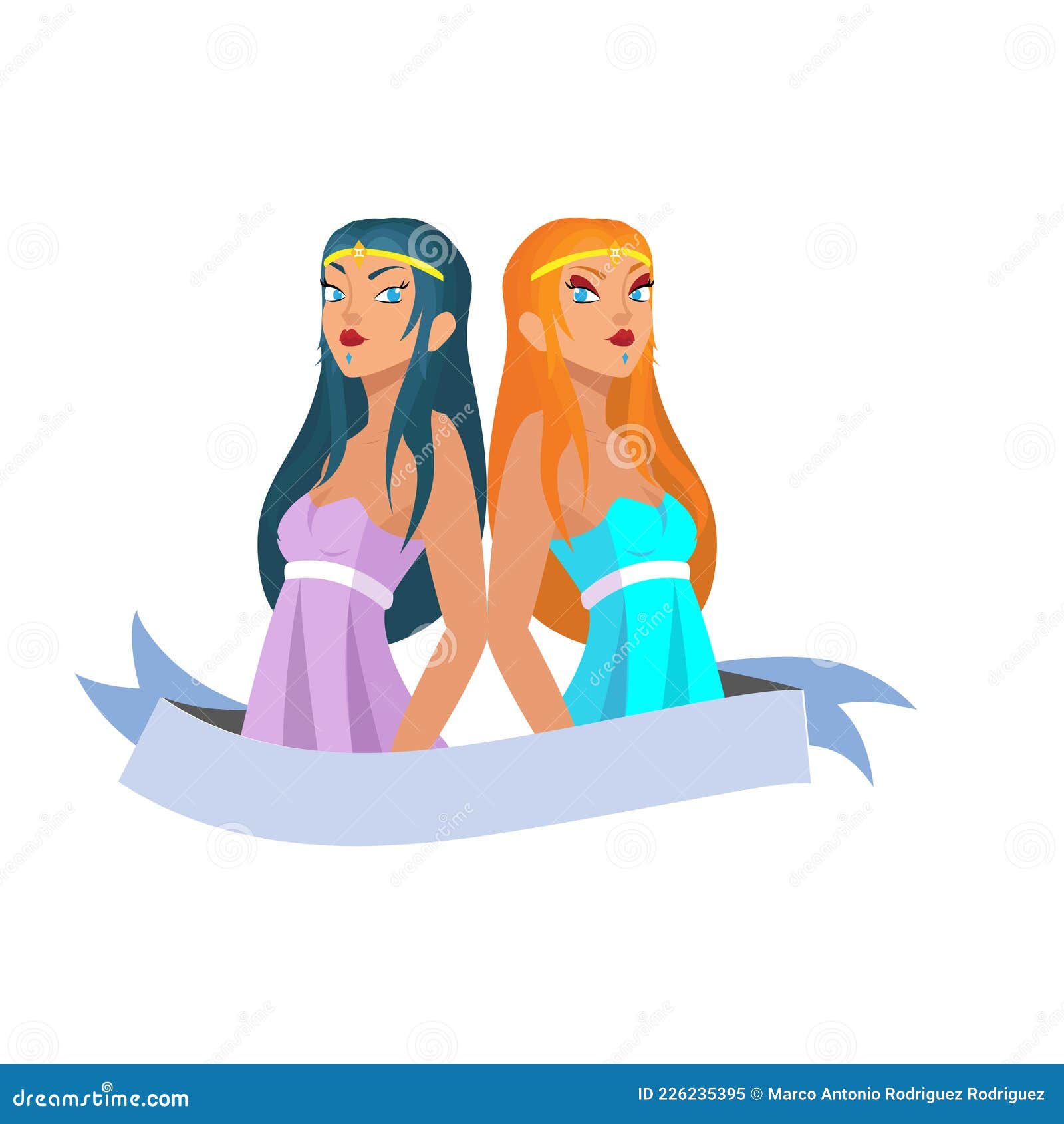 Isolated Gemini Female Character Zodiac Sign Stock Vector ...