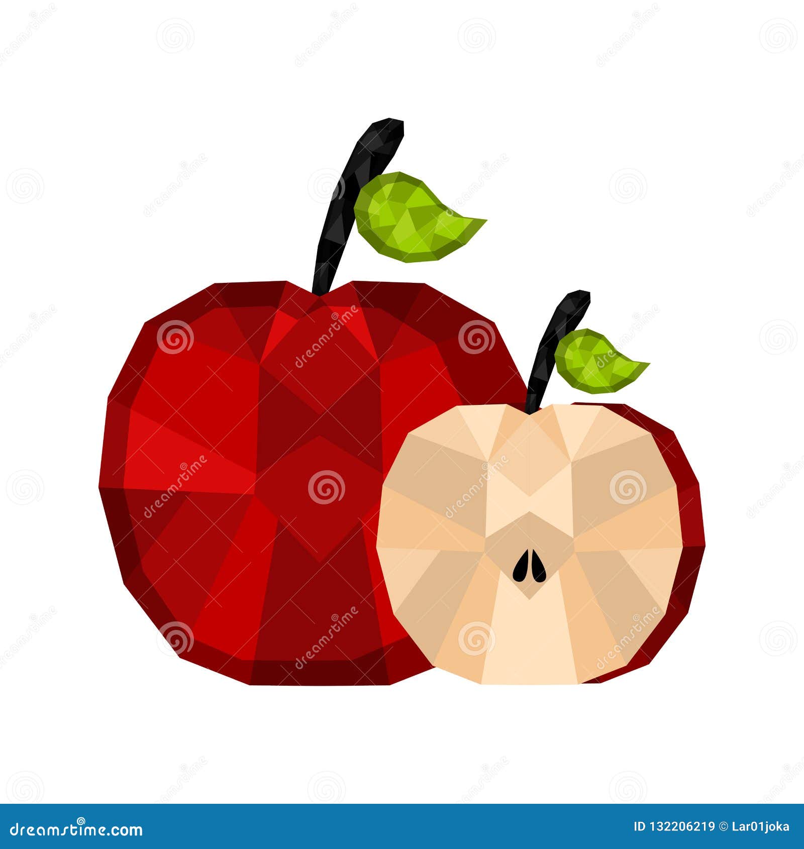 Isolated Geometric Apple Cut. Low Poly Stock Vector - Illustration of ...