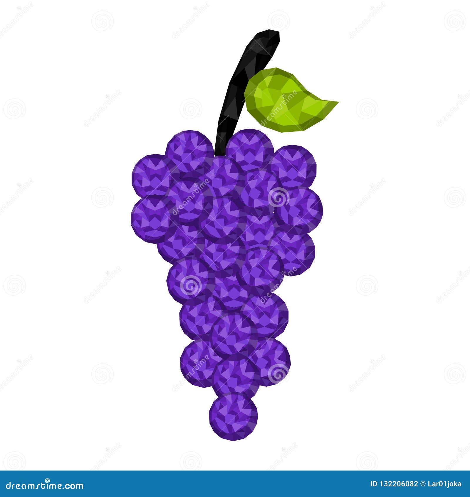 Isolated Geometric Grapes. Low Poly Stock Vector - Illustration of stem ...