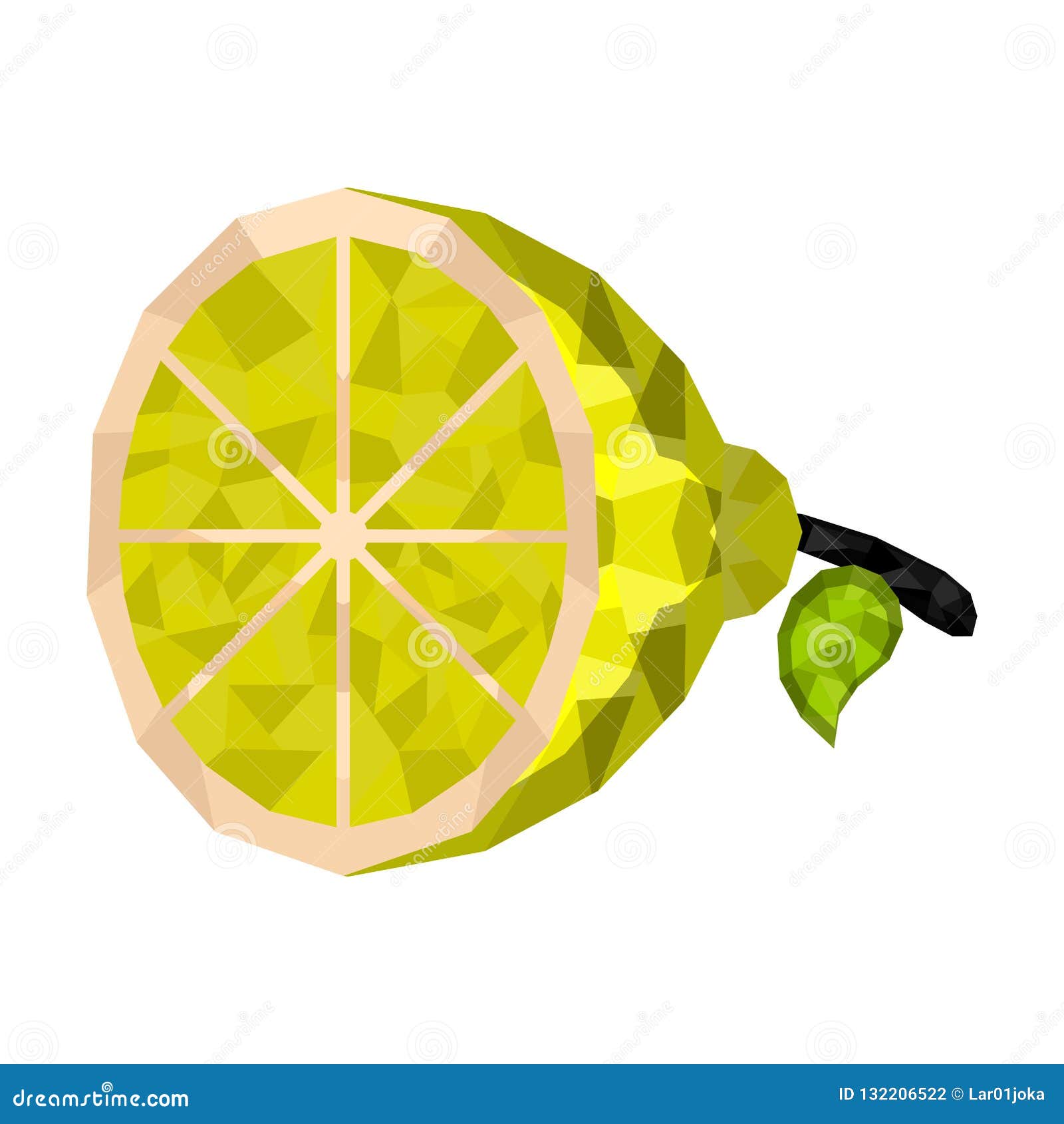 Isolated Geometric Lemon Cut. Low Poly Stock Vector - Illustration of ...