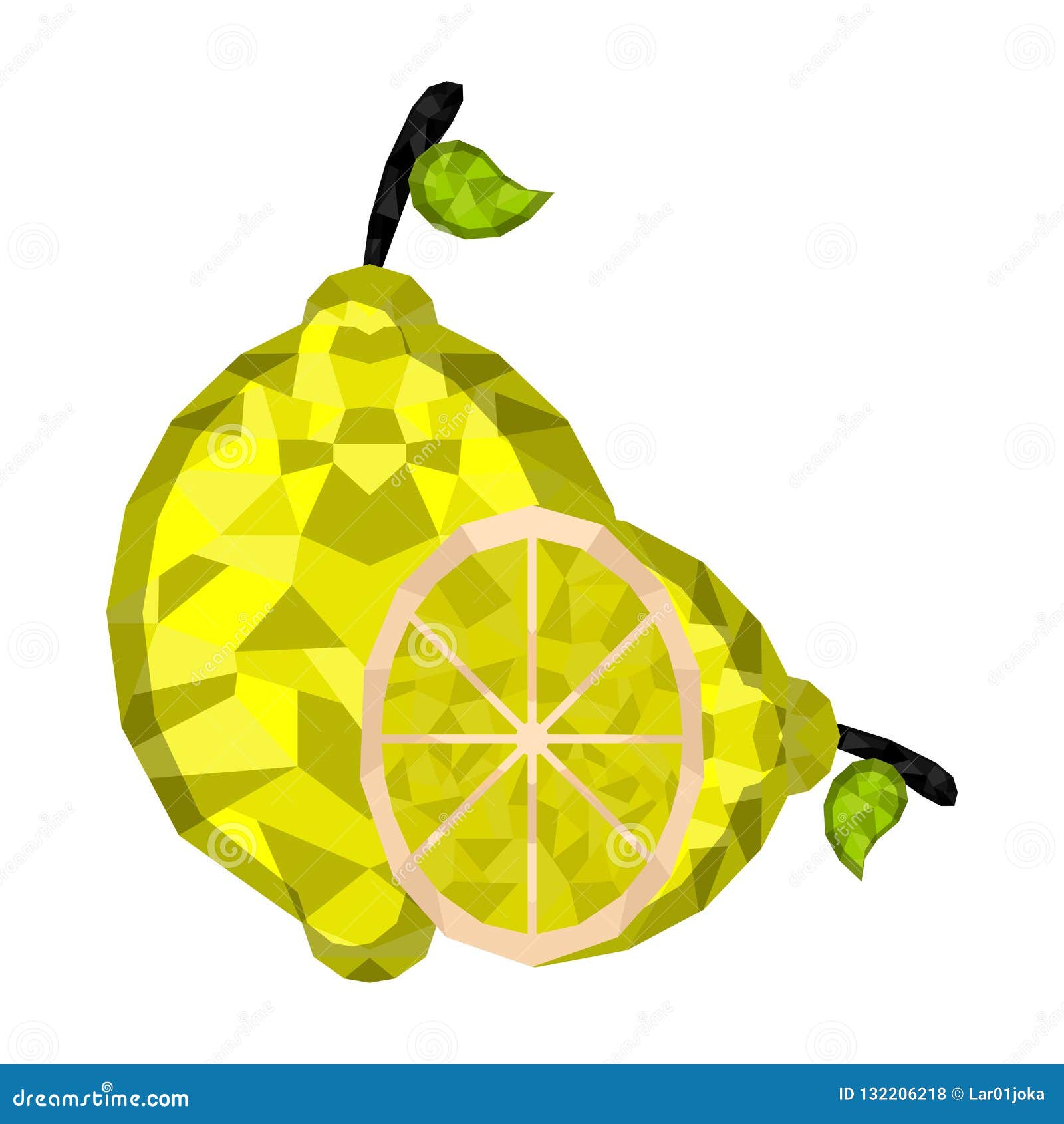 Isolated Geometric Lemon Cut. Low Poly Stock Vector - Illustration of ...