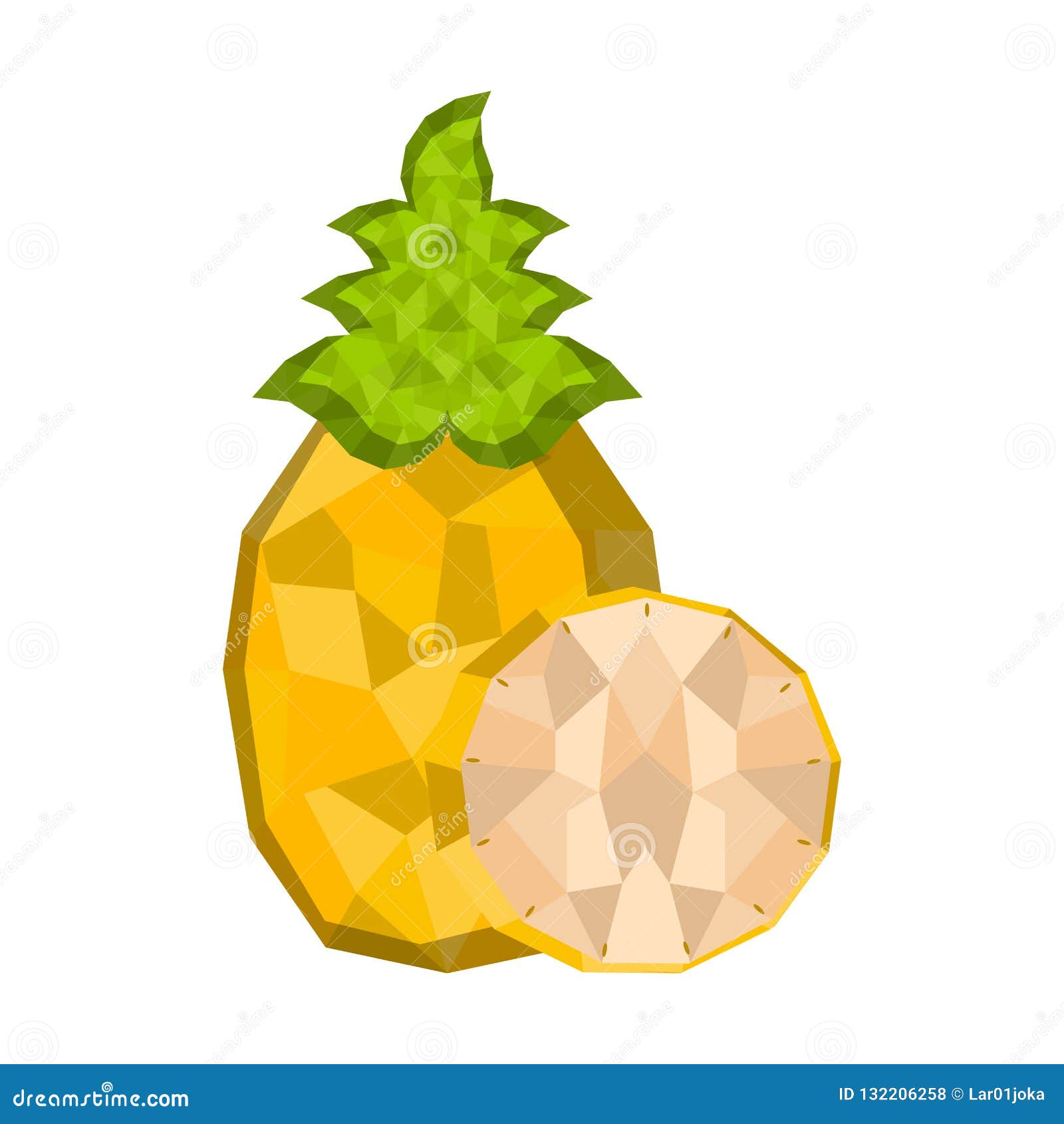 Isolated Geometric Pineapple Cut. Low Poly Stock Vector - Illustration ...