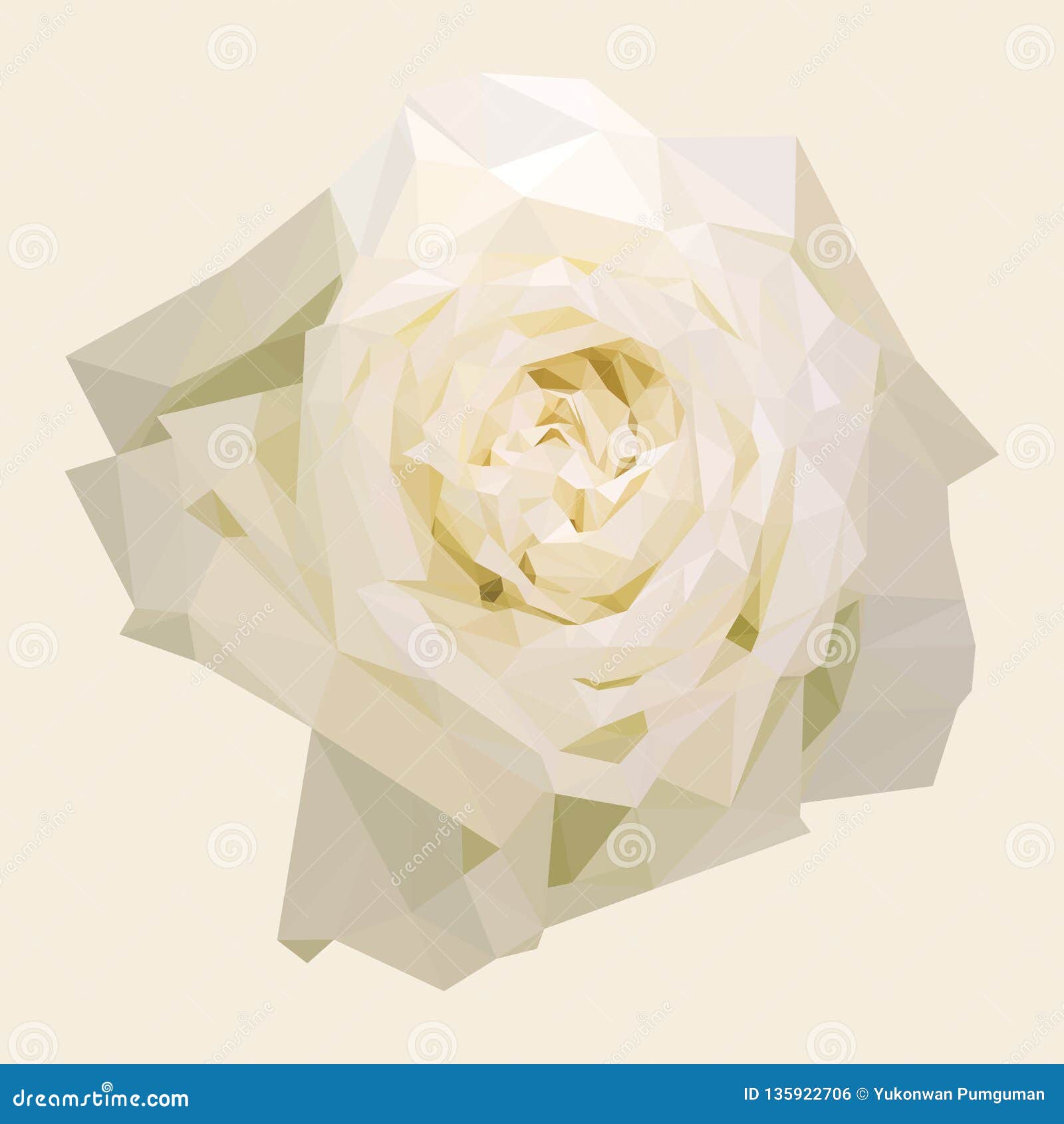 Isolated Geometric Polygonal White Rose, Polygon Vector Flower Stock ...