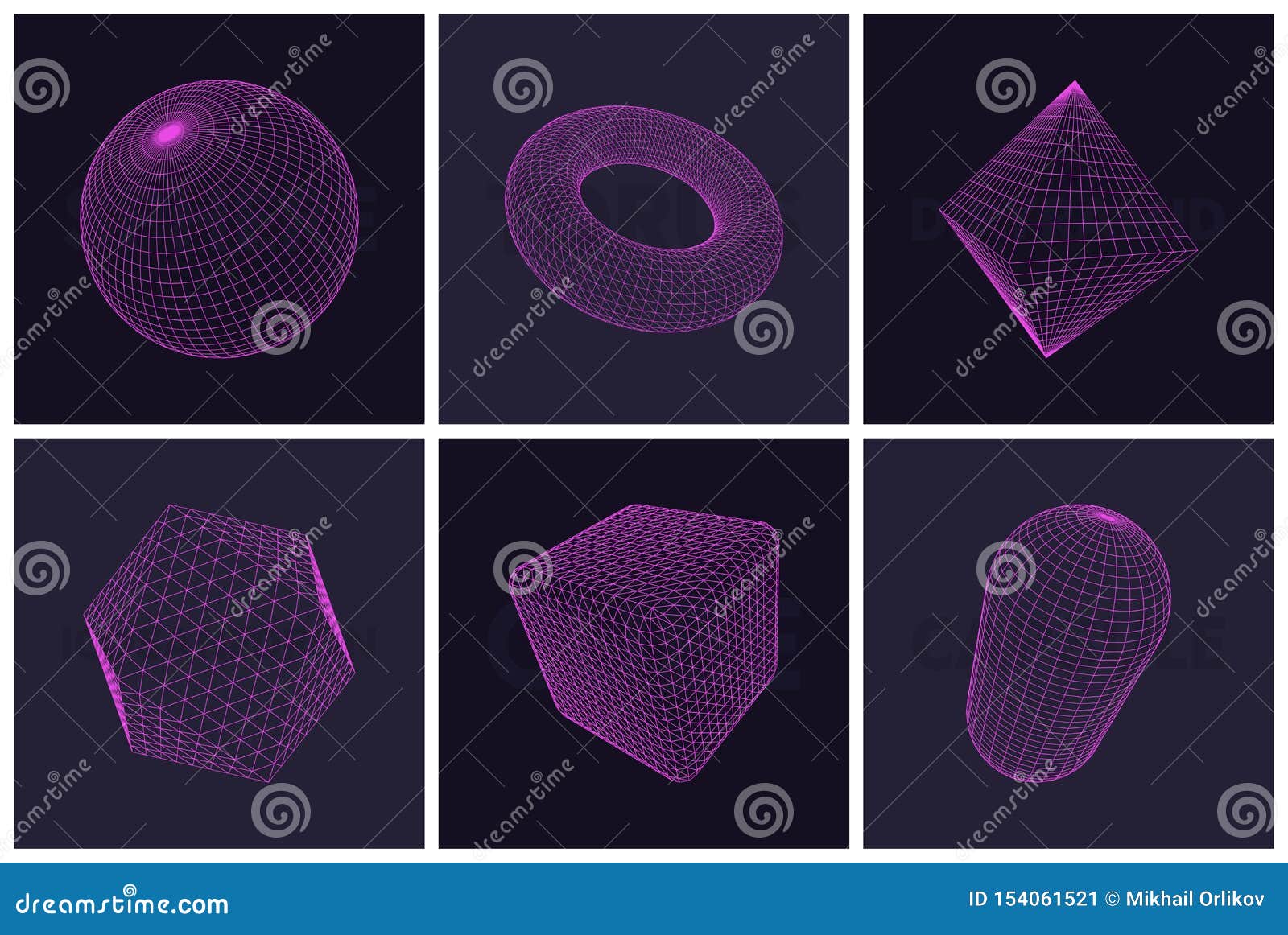 Isolated Geometrical Low Poly Shapes Render. Vector Colored ...