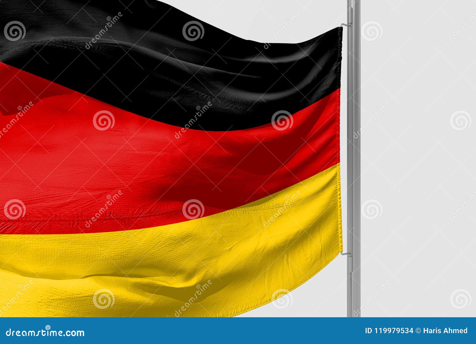 Isolated Germany Flag Waving, 3D Realistic Germany Flag Rendered Stock ...