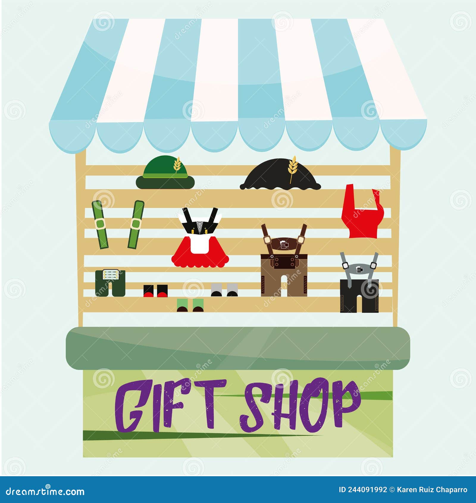 Isolated Gift Shop with Traditional German Objects Vector Stock Vector ...