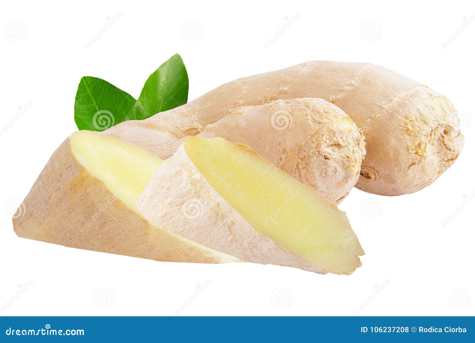 Ginger Root with Slices Isolated on White Stock Photo - Image of fresh ...