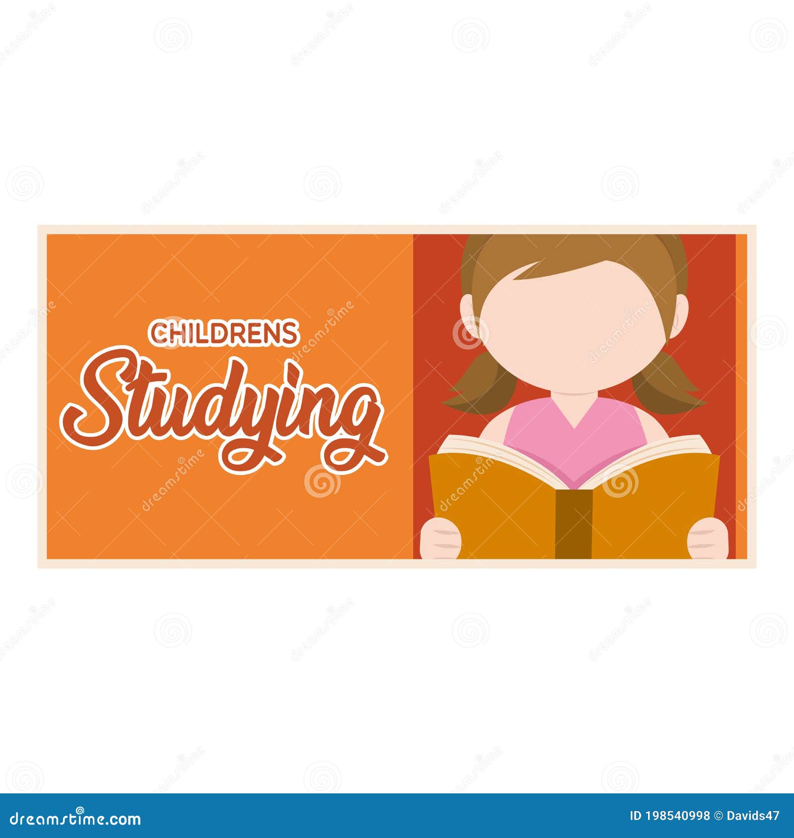 Isolated Girl Childrens Studying Stock Vector - Illustration of ...
