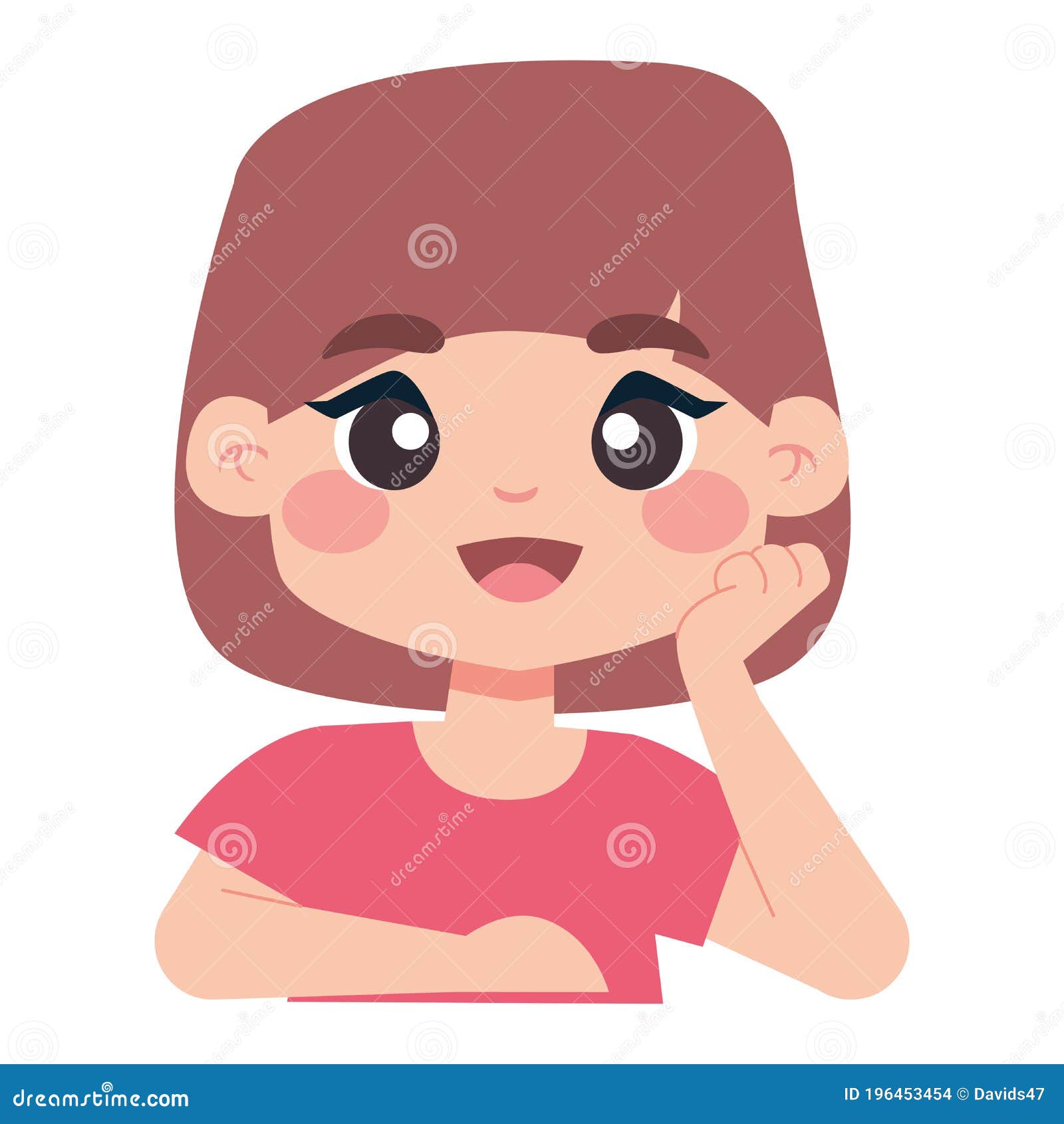 Isolated girl thinking stock vector. Illustration of isolated - 196453454