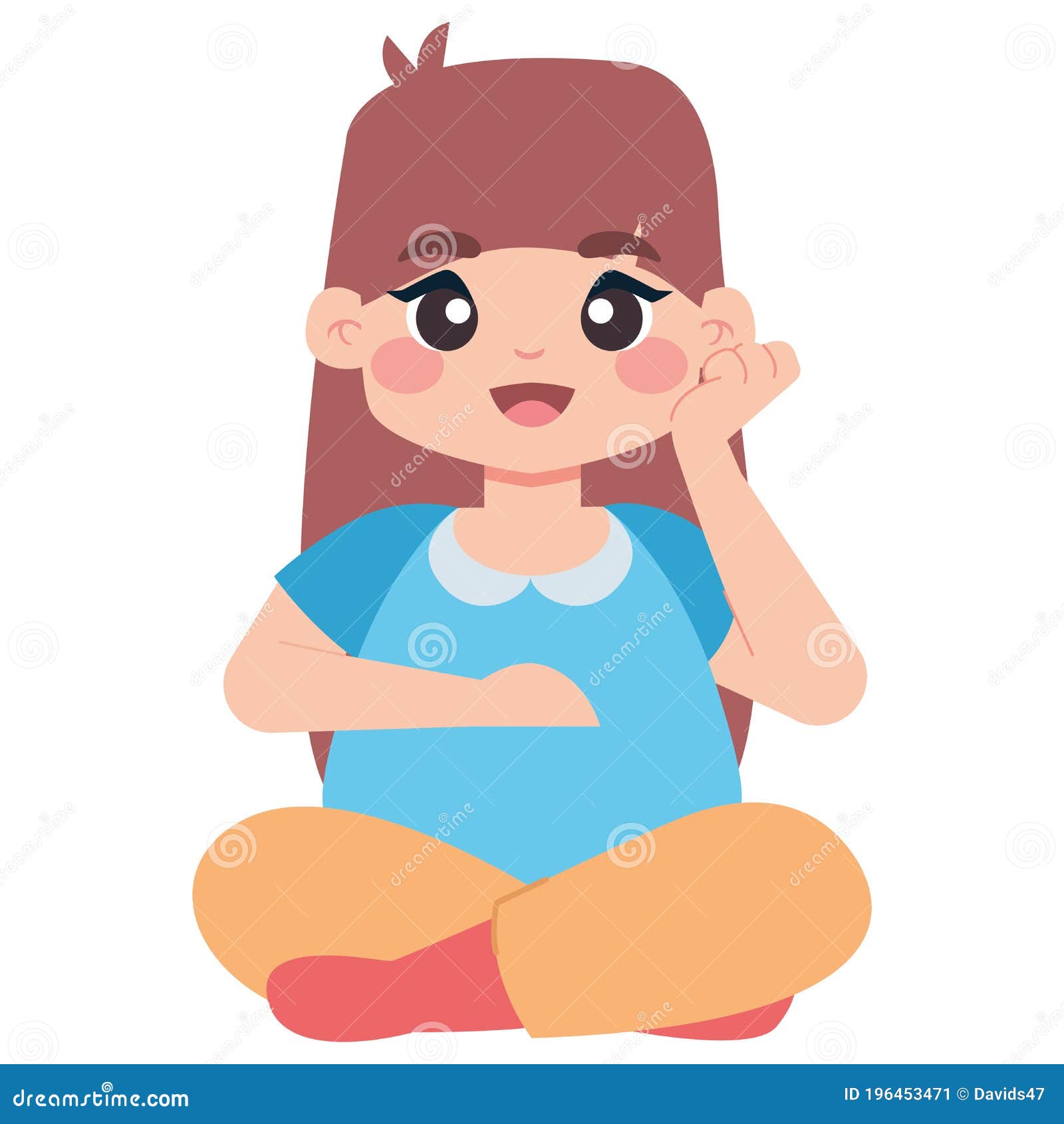 Isolated girl thinking stock vector. Illustration of thinking - 196453471