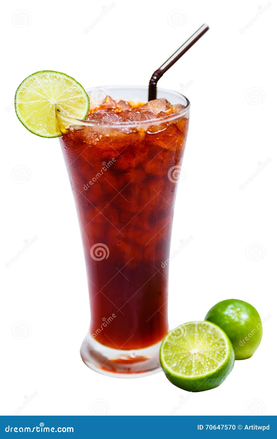 Isolated a Glass of Iced Lime Tea with Sliced Limes Stock Photo - Image ...
