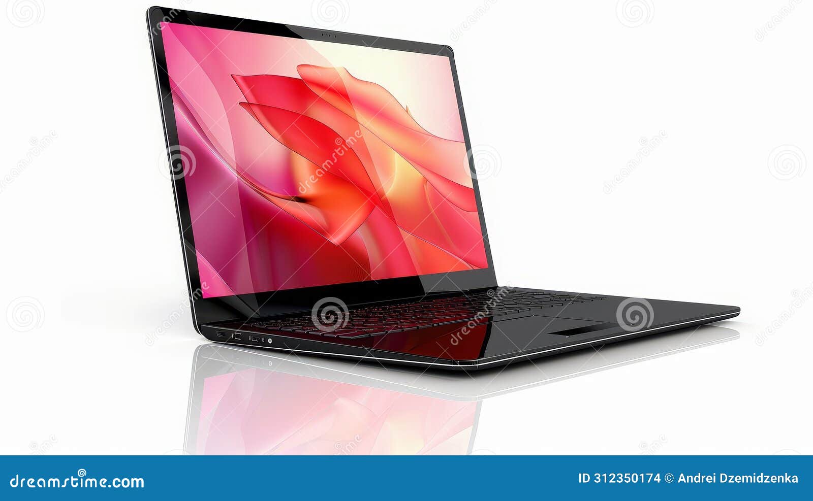 An Isolated Glossy Laptop on White with a Modern Design Stock Photo ...