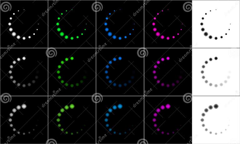 Isolated Glow Color of Buffering, Loading Icon Set on Black and White ...