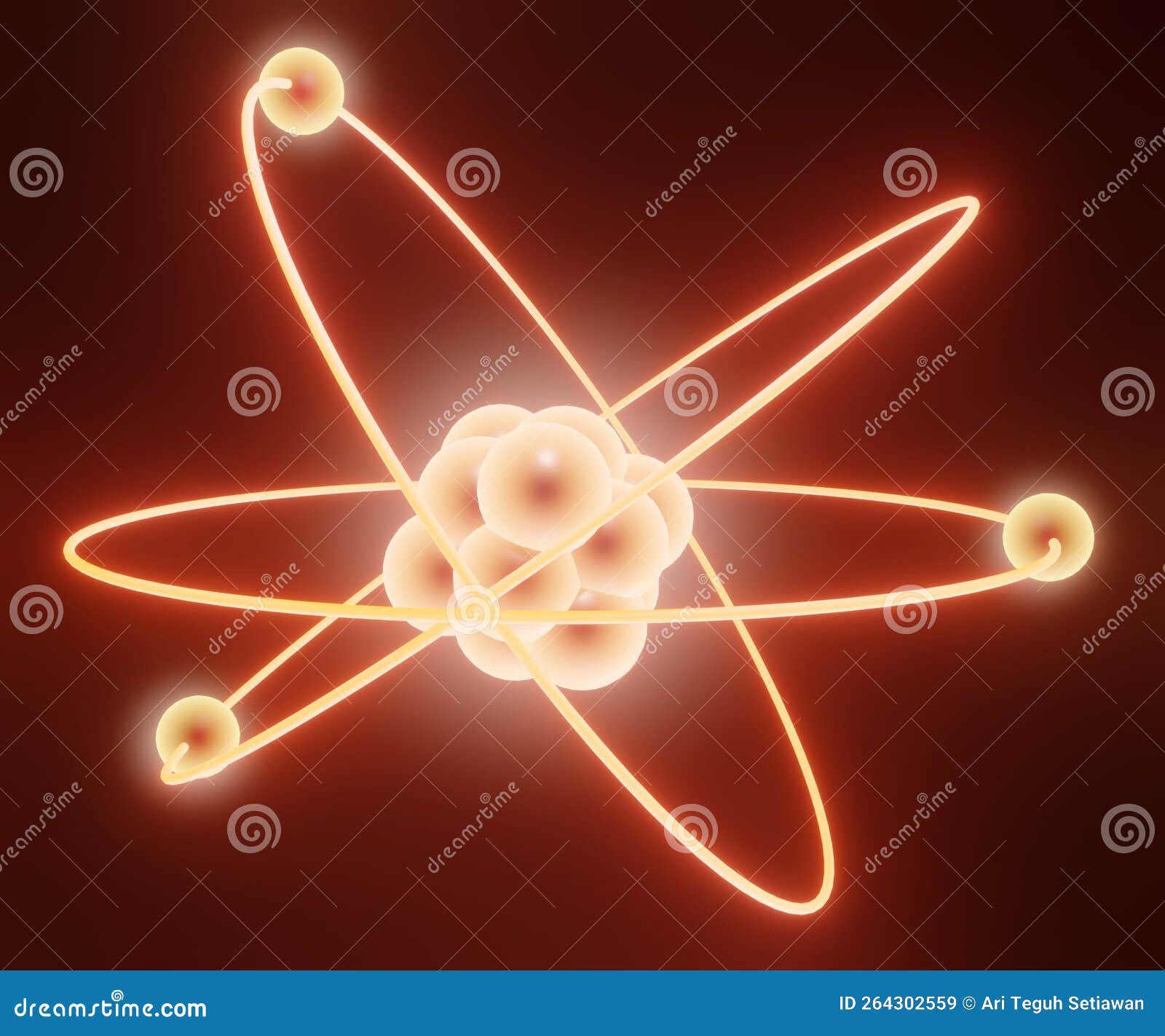 Isolated Glowing Atom in the Black Background Stock Illustration ...