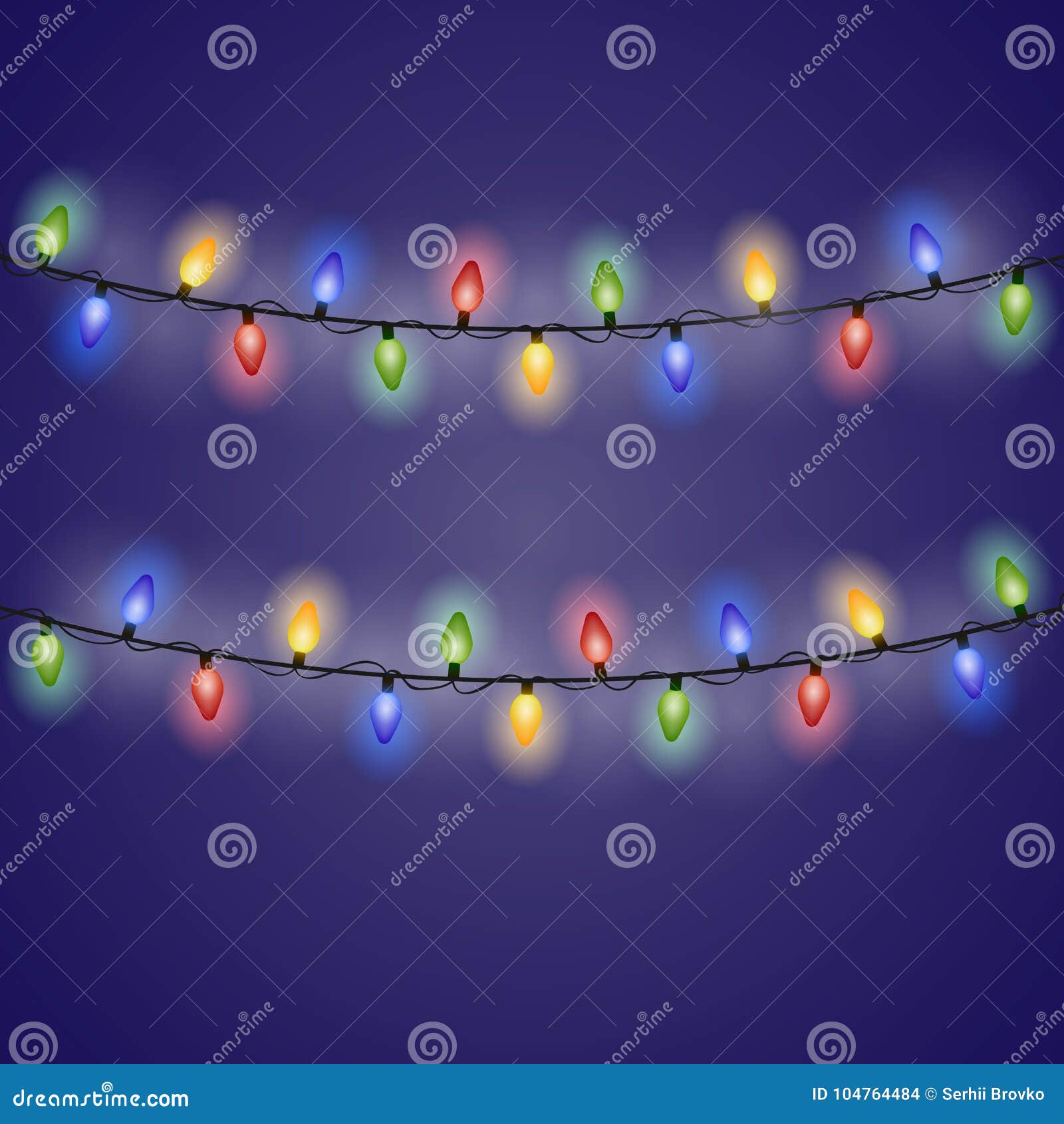Isolated Glowing Light Bulb Garland on Gradient Background. Stock ...