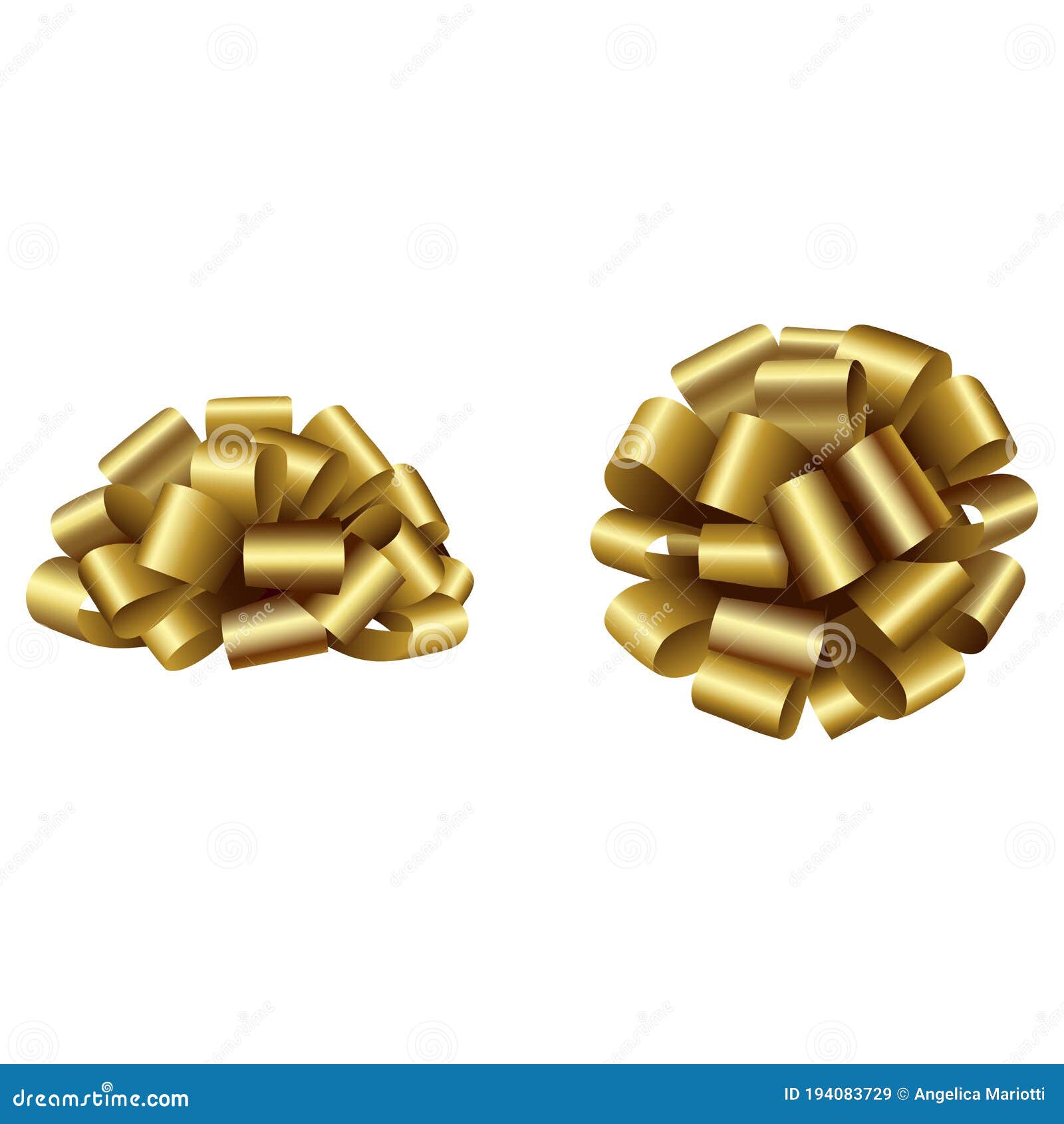 Isolated Gold Bow Vecator. Side and Top View Stock Vector ...