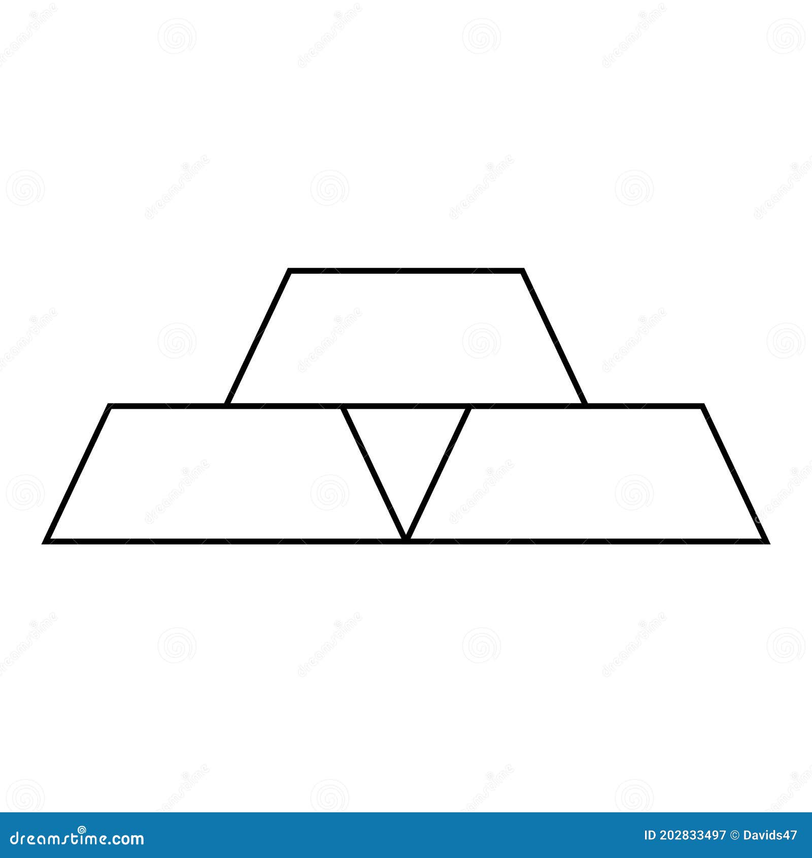 Isolated gold ingots draw stock vector. Illustration of cash - 202833497