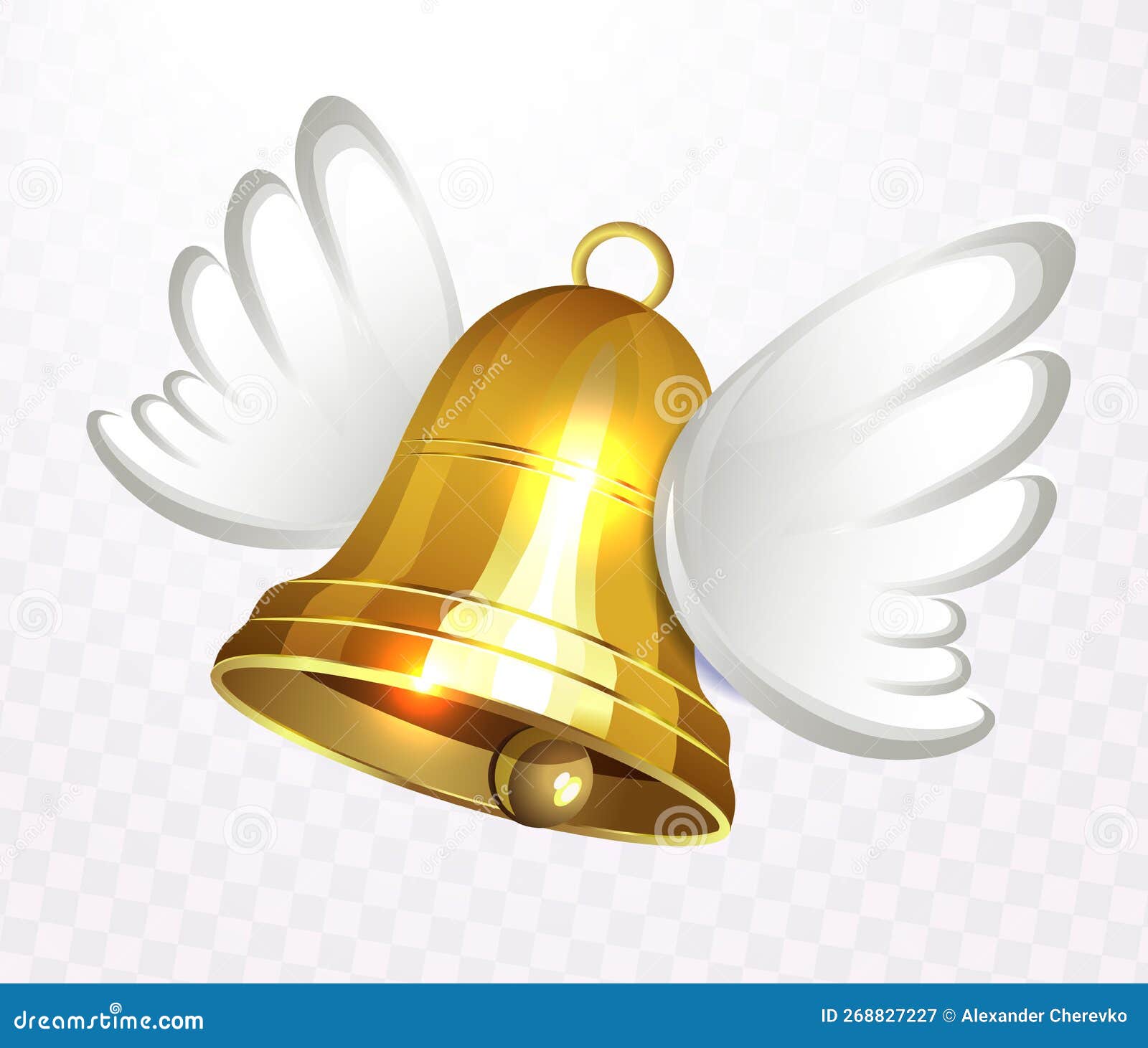 Isolated Golden Bell with White Wings, Design Element Stock Vector ...