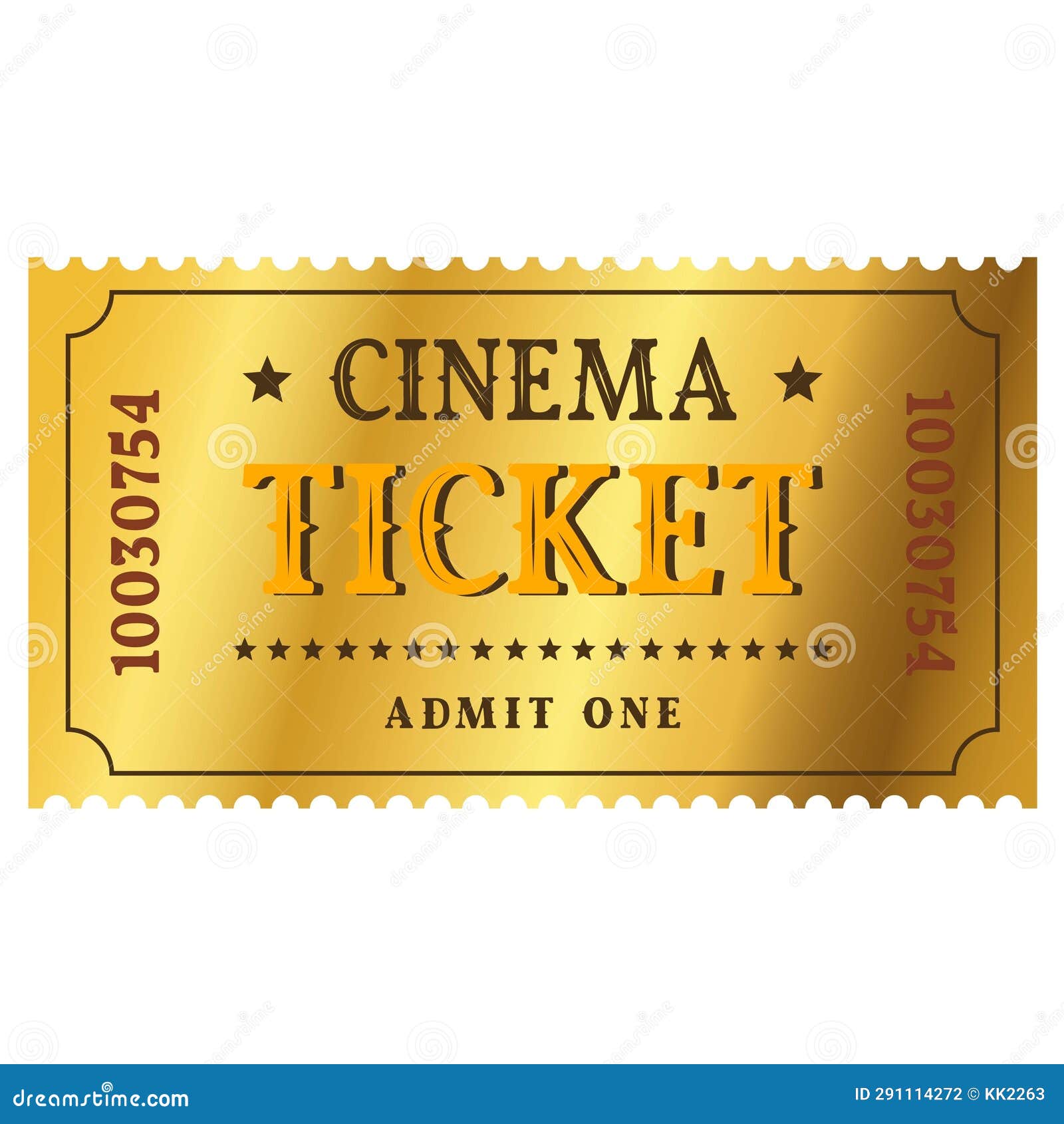 Isolated Golden Cinema Ticket Stock Vector - Illustration of elegant ...