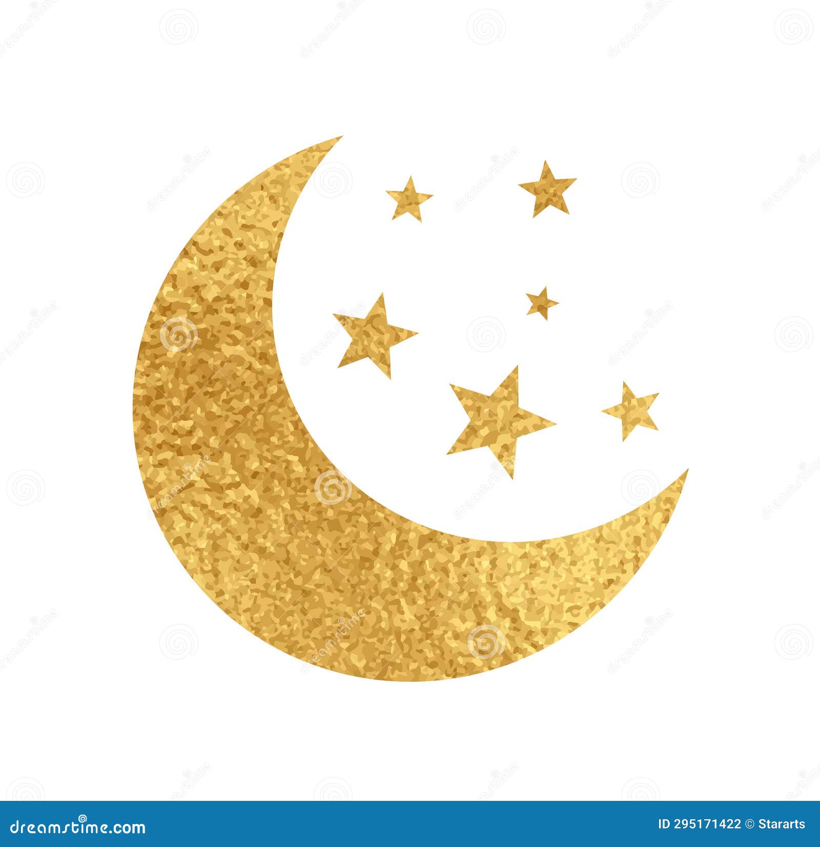 Isolated Golden Foil Texture Moon and Star Design Stock Vector ...