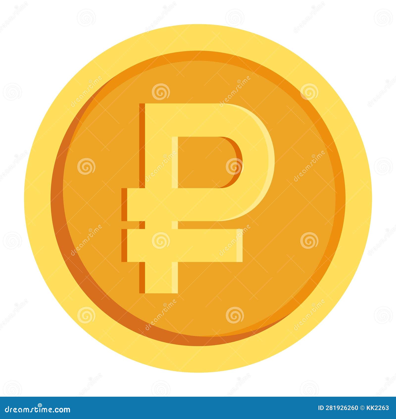 Isolated golden ruble coin stock vector. Illustration of isolated ...