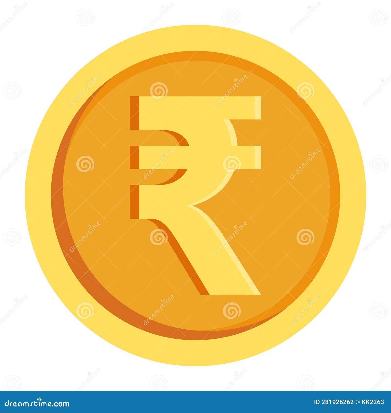 Isolated golden Rupee coin stock vector. Illustration of yellow - 281926262