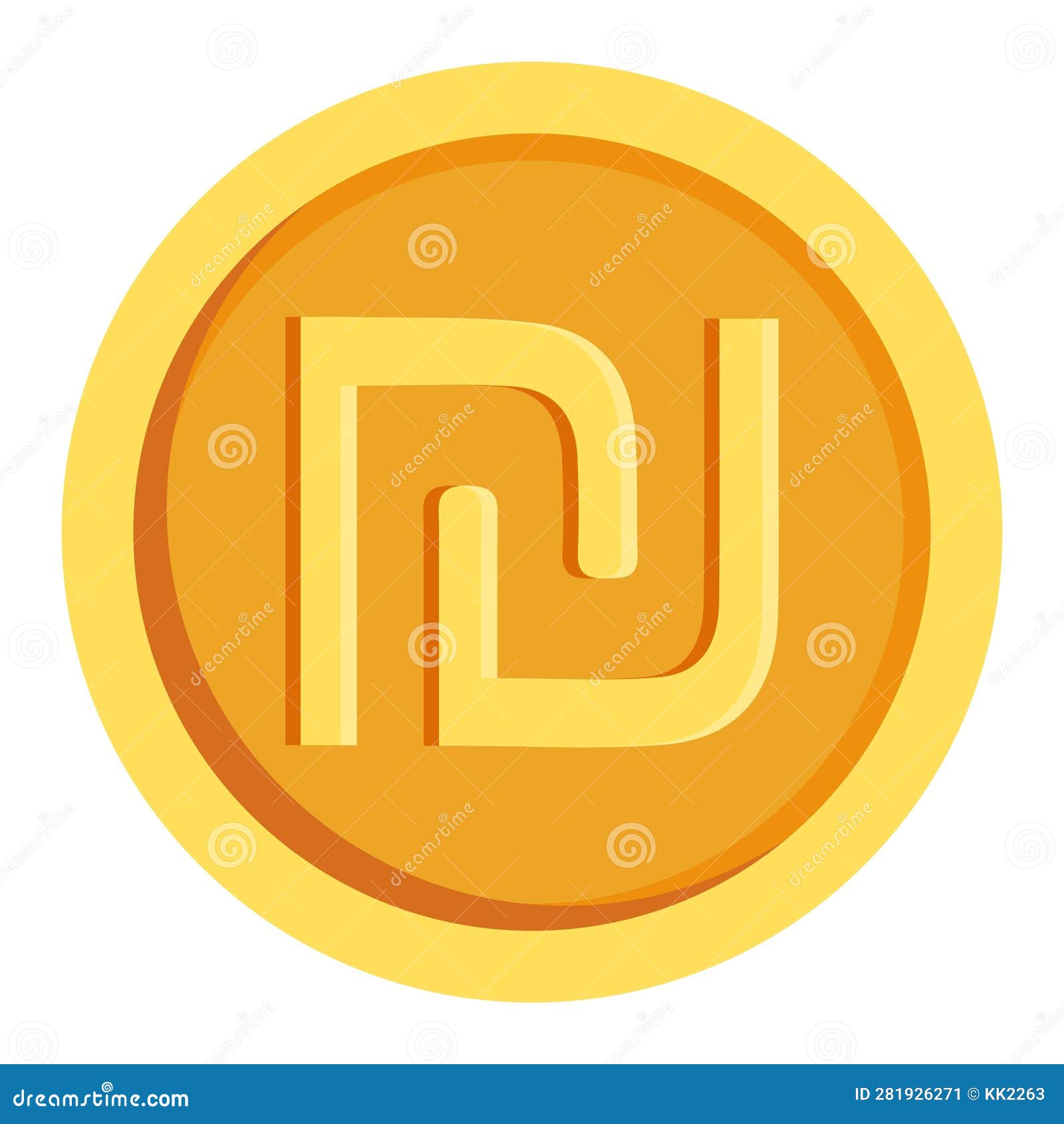 Golden Shekel Sign. Israeli Currency Symbol. Vector Illustration. Hand ...