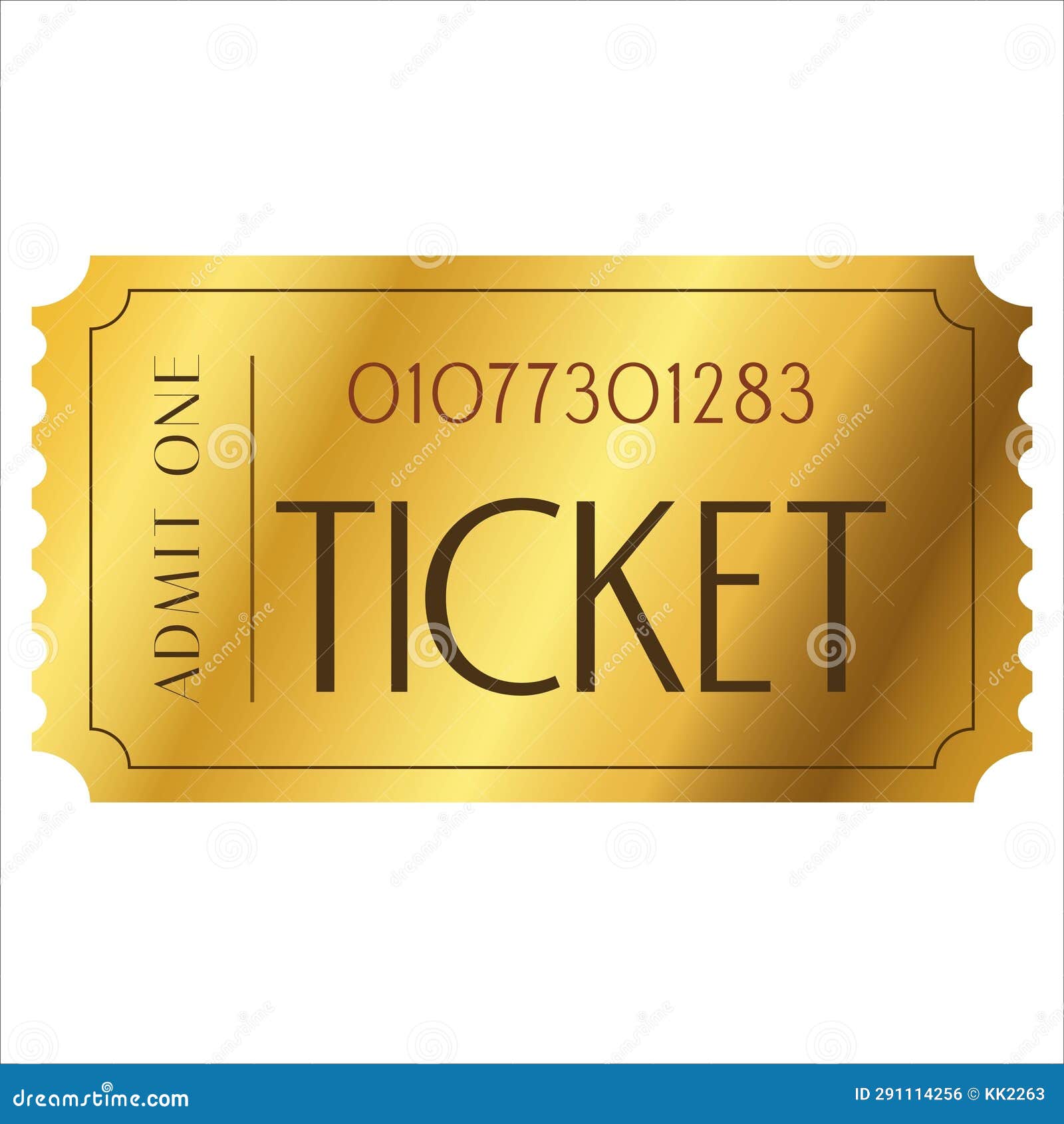Isolated golden ticket stock illustration. Illustration of lettering ...