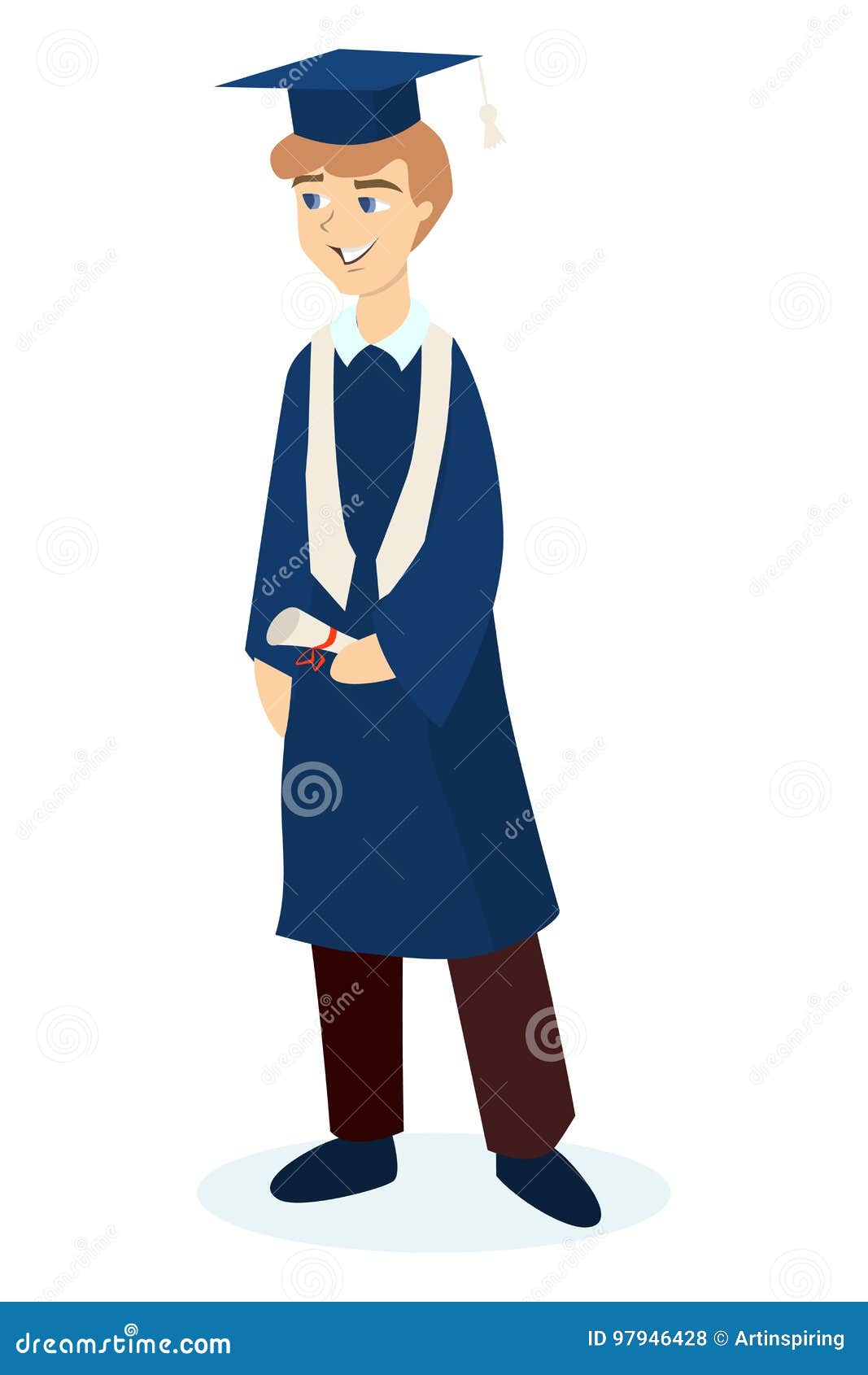 Isolated graduated boy. stock vector. Illustration of grad - 97946428