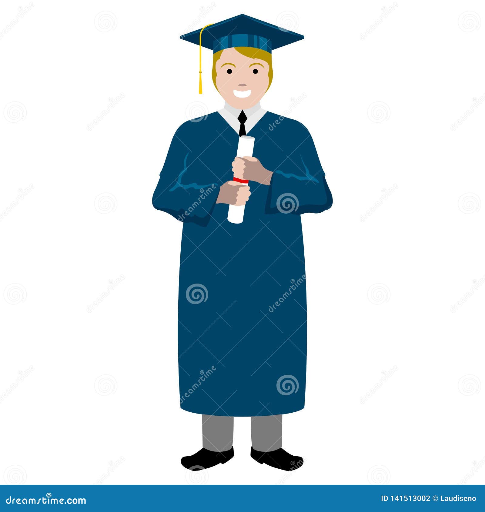 Isolated graduating man stock vector. Illustration of degree - 141513002