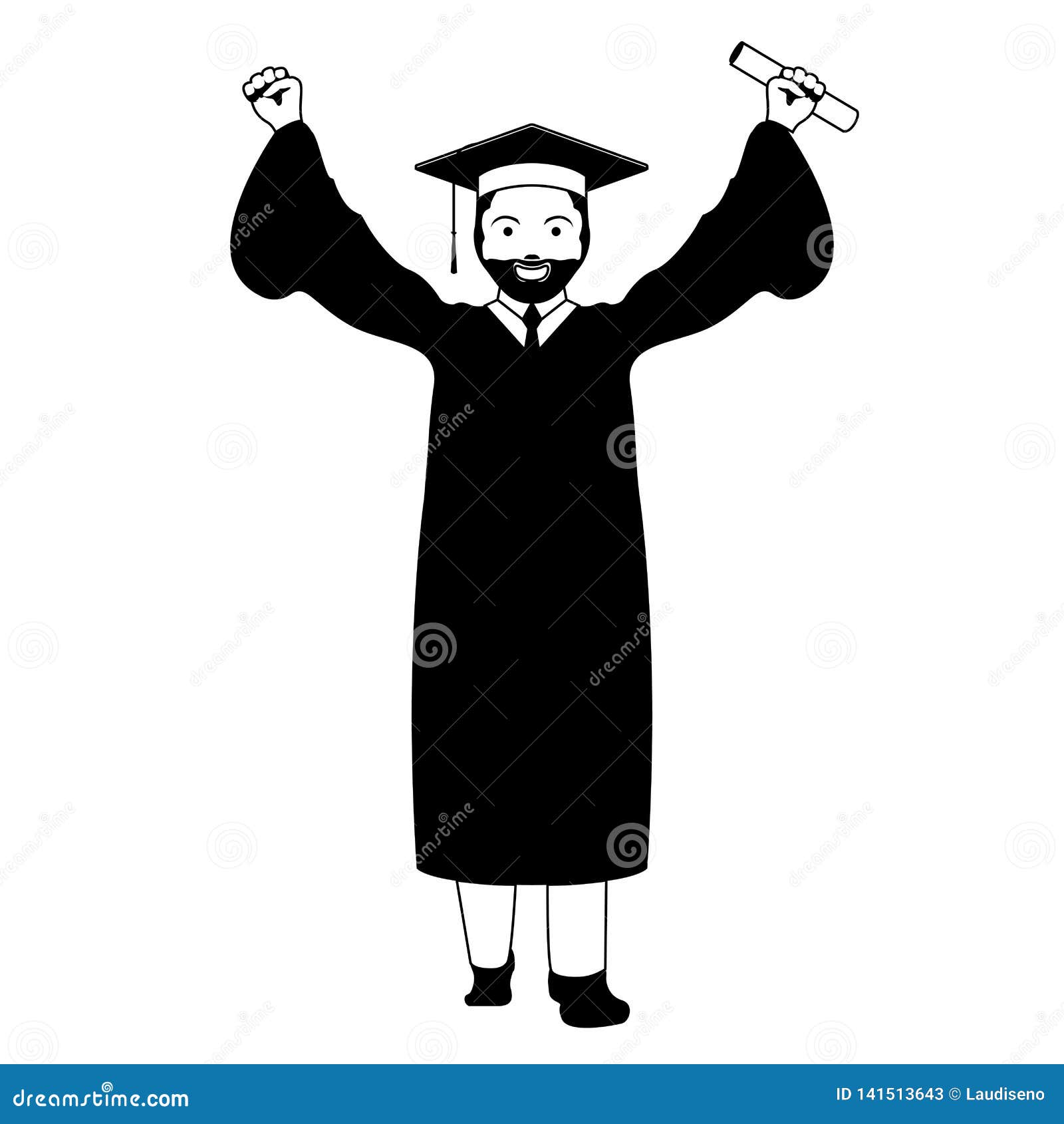 Isolated graduating man stock vector. Illustration of degree - 141513643