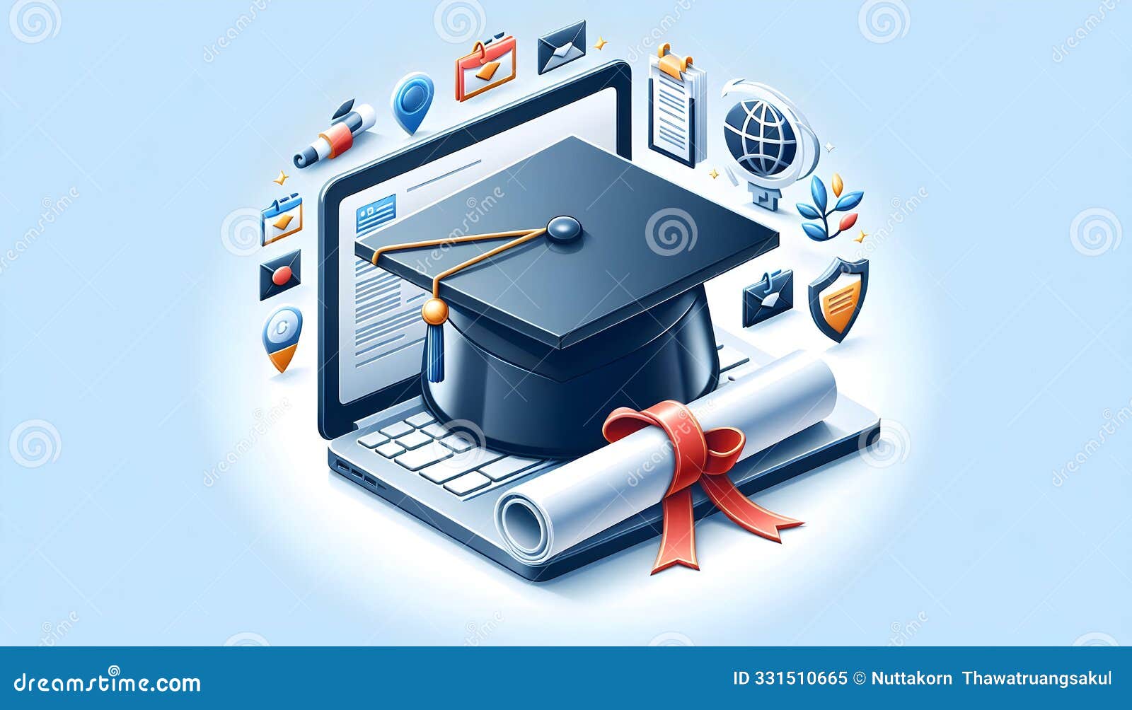 Isolated Graduation Cap and Diploma Vector Concept As a Sleek Isolated ...