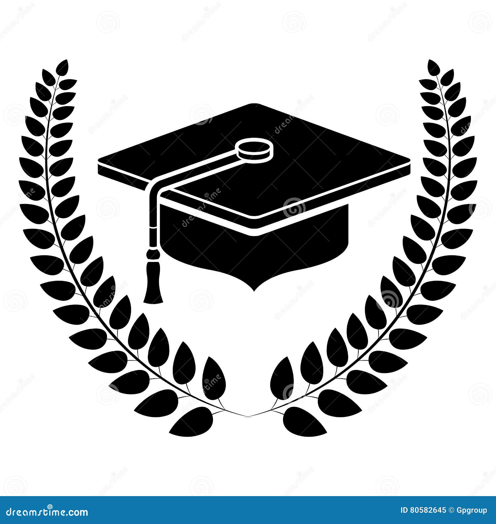Isolated Graduation Cap Inside Wreath Design Stock Vector ...