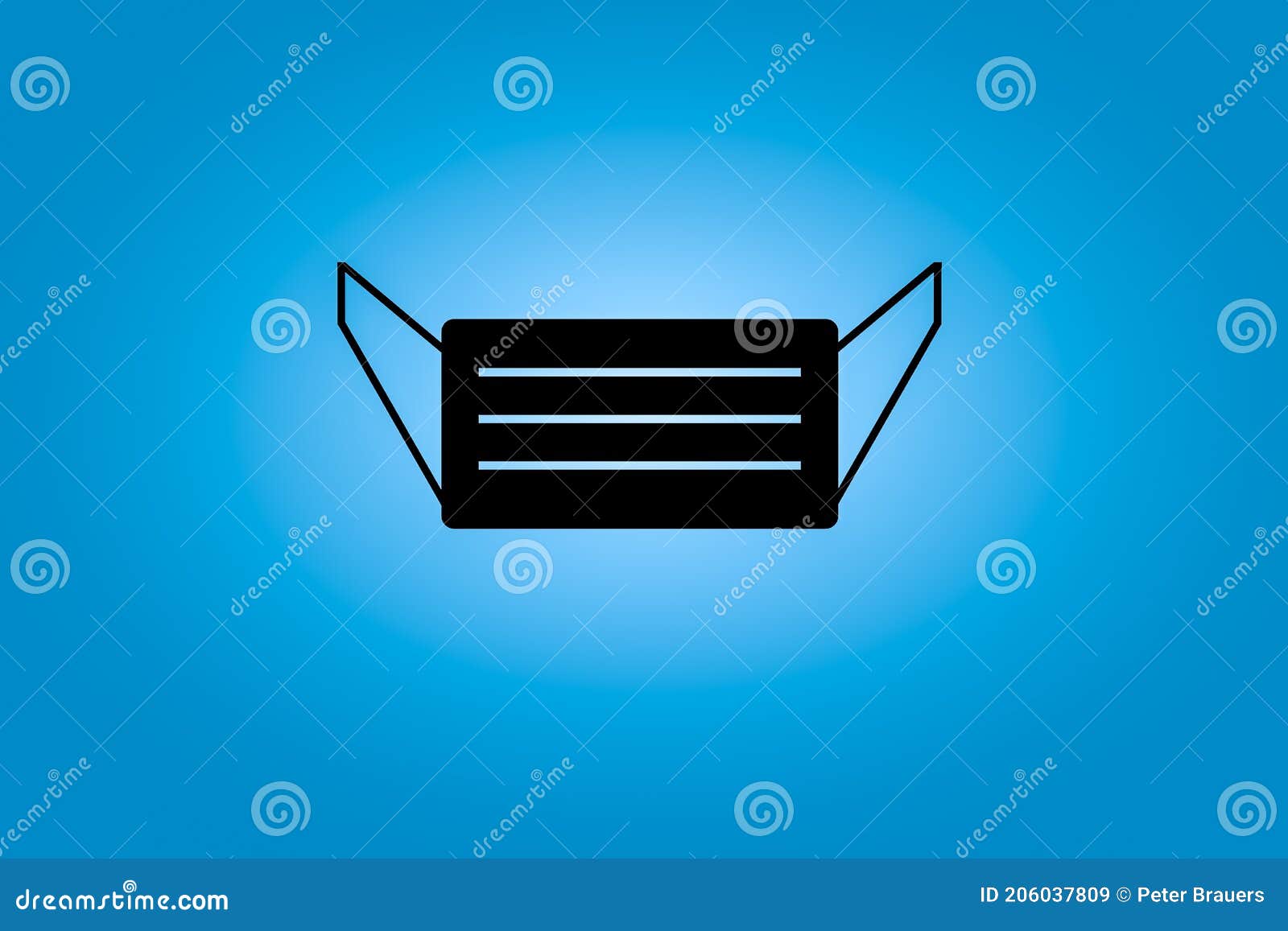 Isolated Graphic of Black Face Mask with Blue Background Stock ...
