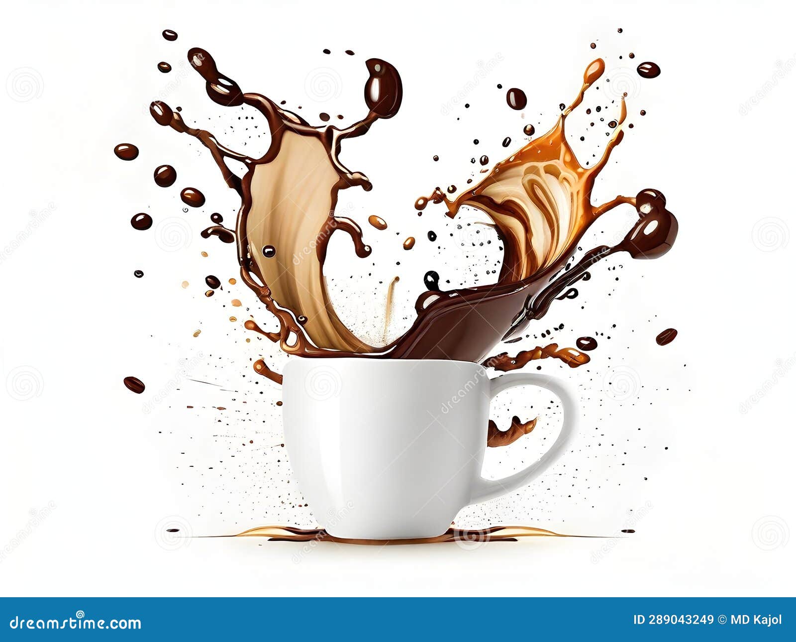 Isolated White Background Coffee Splash in Cup 2 Stock Illustration ...