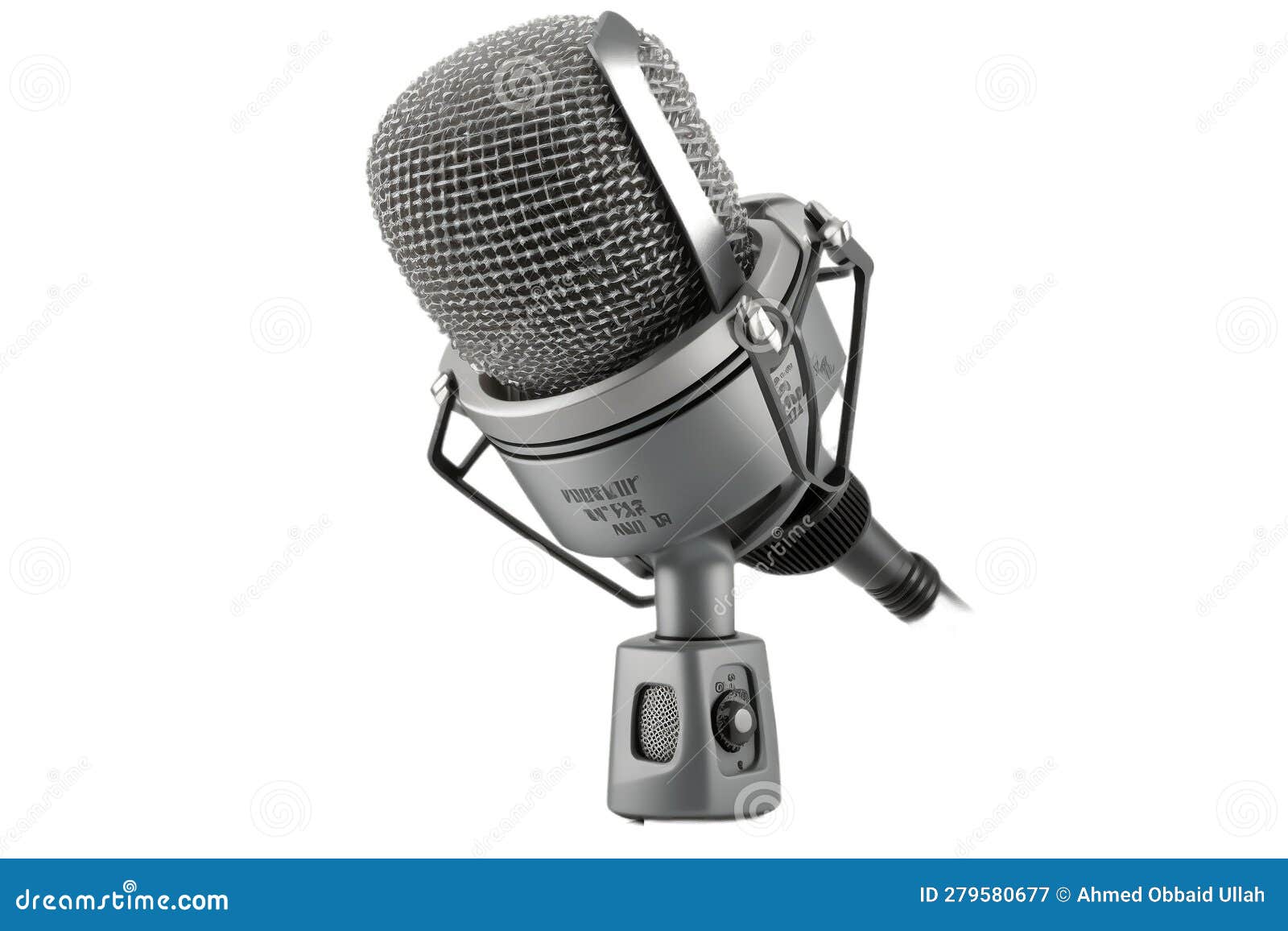 Isolated Gray Studio Condenser Microphone on Transparent Background ...